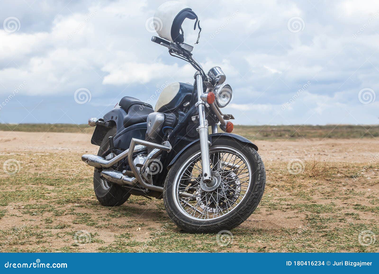 Motorcycle En Field on a Background of Sky Stock Photo - Image of ...