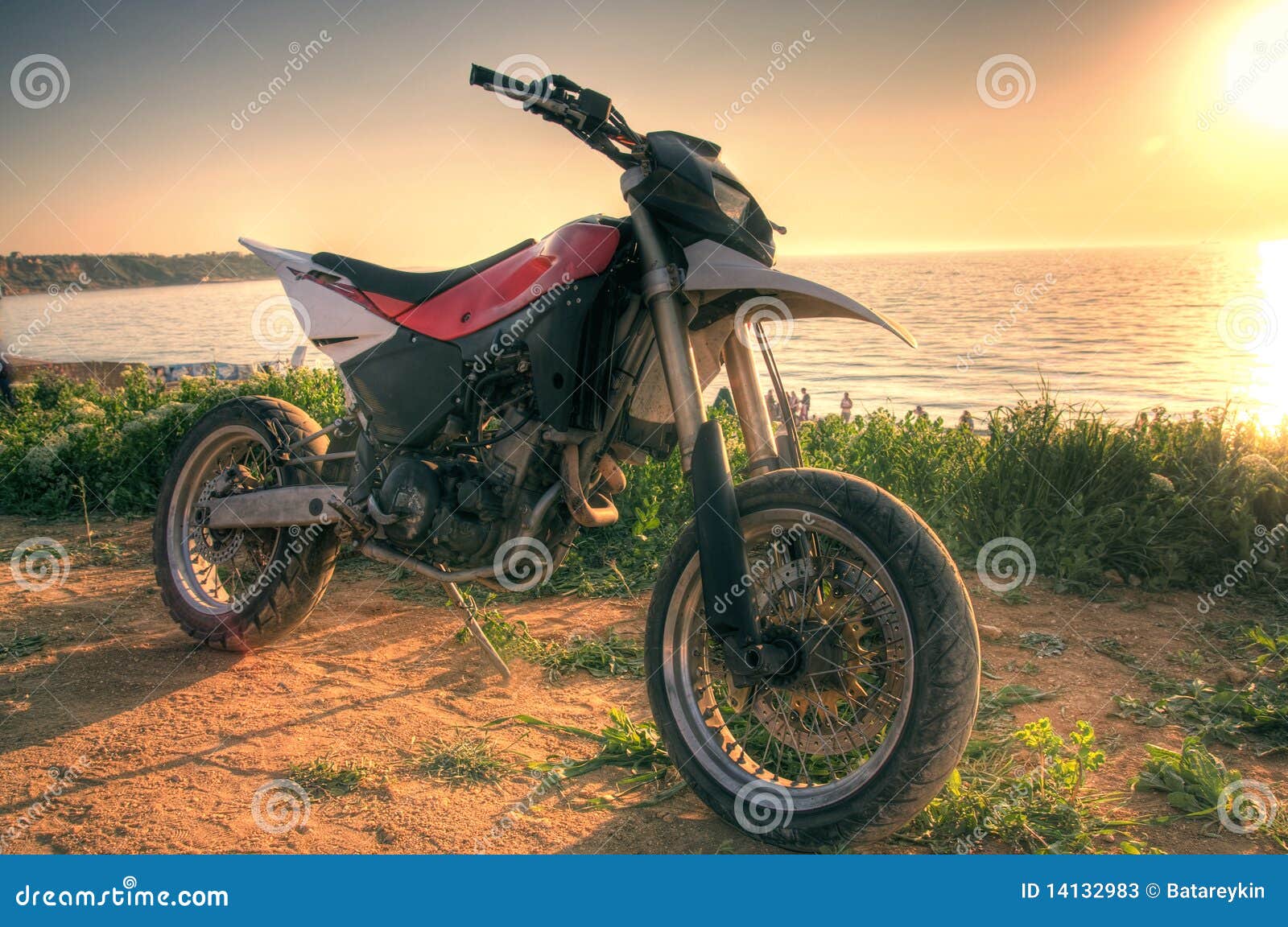 Motorcycle Enduro and Sunset on the Beach Stock Image - Image of ...