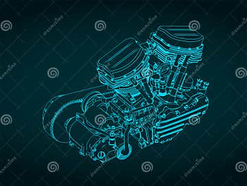 Motorcycle Engine Blueprint Stock Vector - Illustration of drawings ...