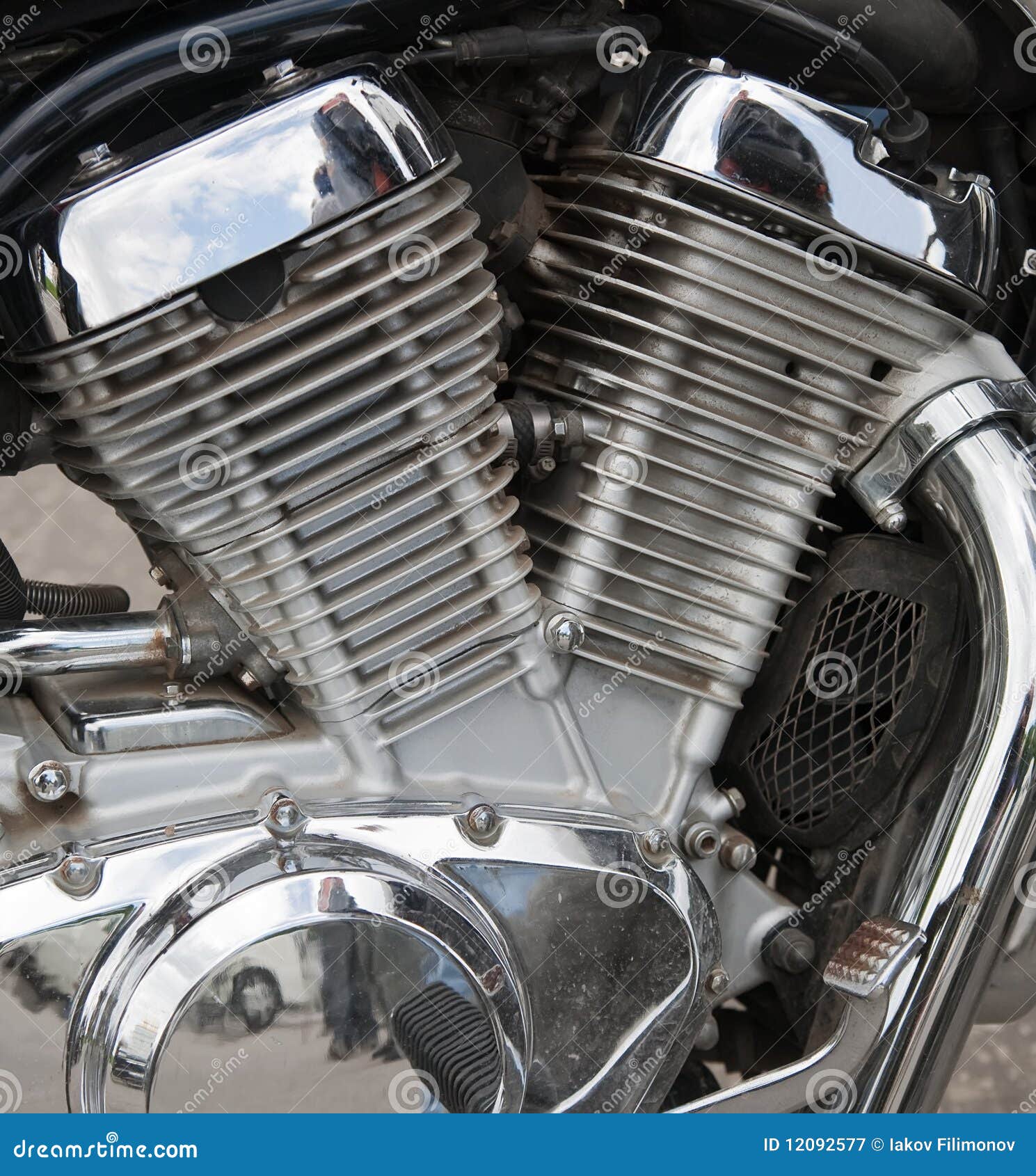 Motorcycle engine close-up stock image. Image of metallic - 12092577