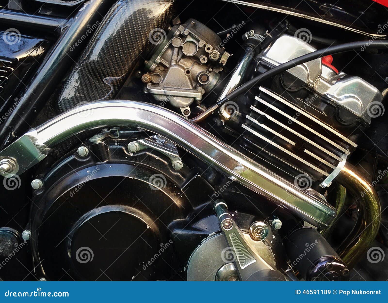 Motorcycle engine closeup stock image. Image of detail - 46591189