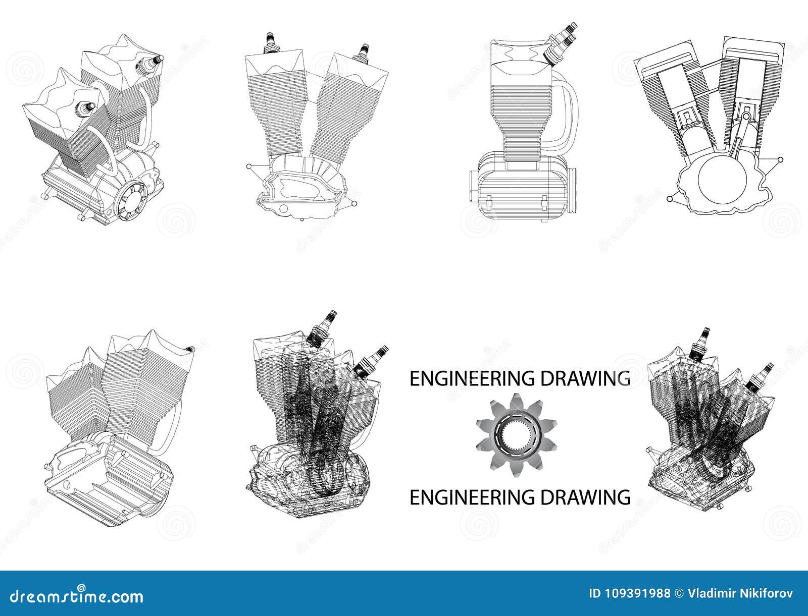 Jet Engine Drawing On Black Background Vector Illustration ...