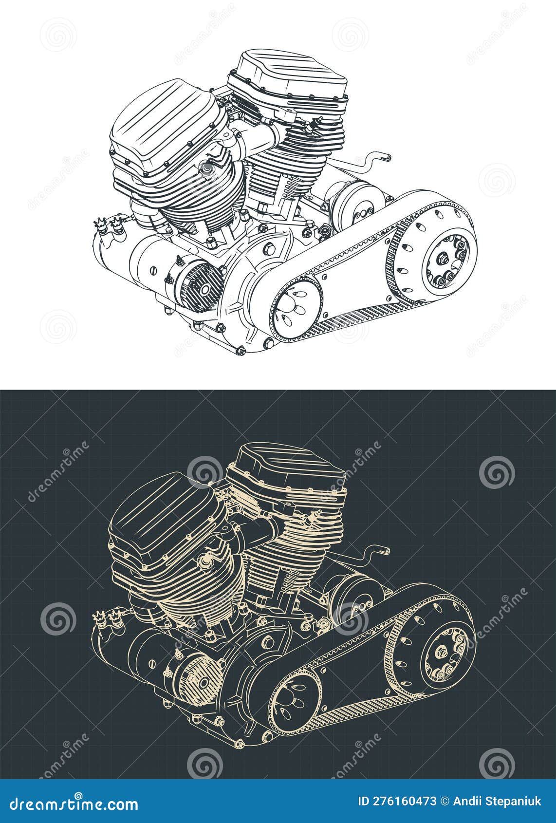 Motorcycle engine drawings stock illustration. Illustration of ...