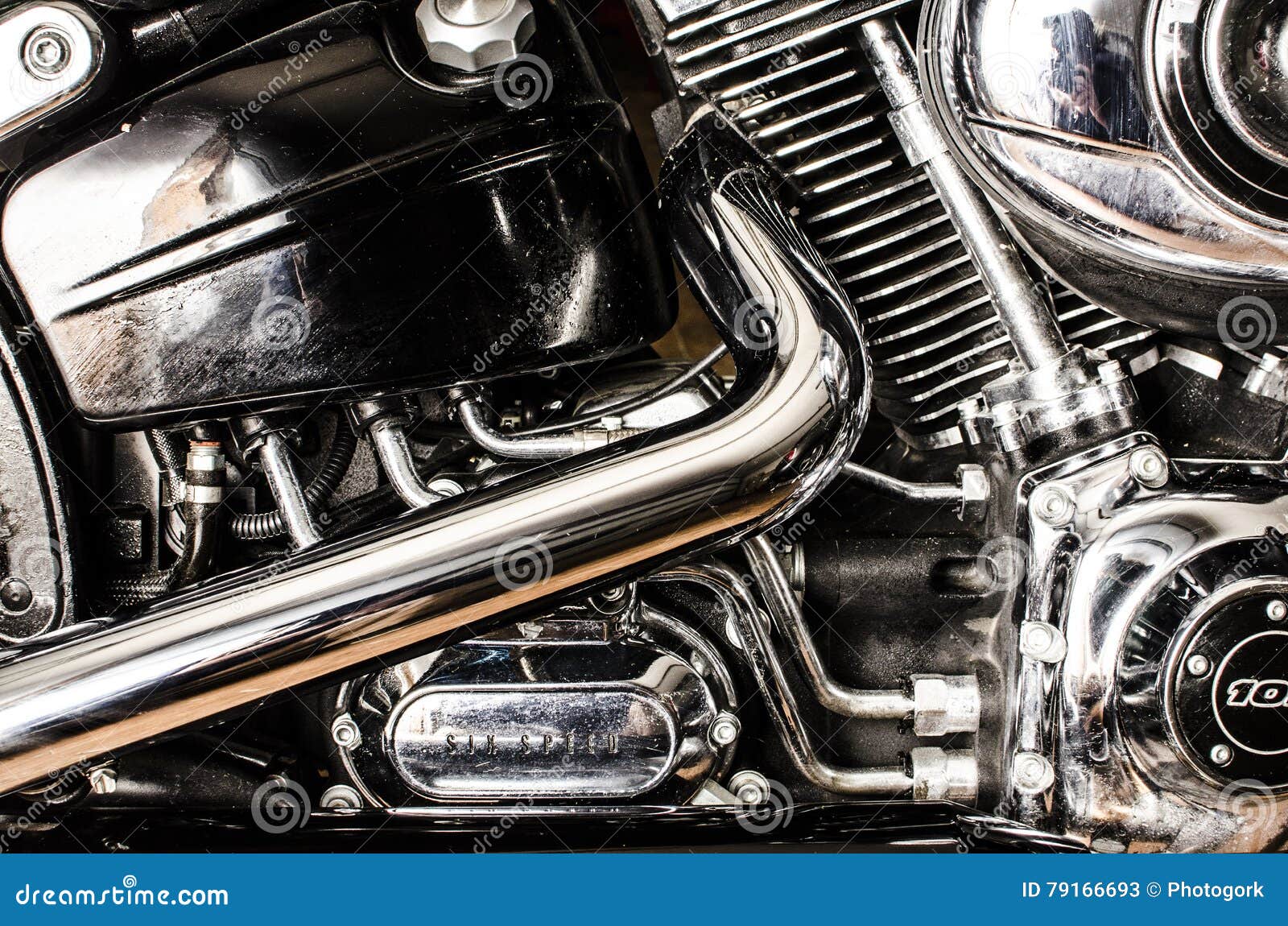 Motorcycle Engine and Exhaust Pipes Stock Image - Image of cylinder ...