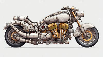 Motorcycle Engine, Motorcycle Engine, Side View Stock Illustration ...
