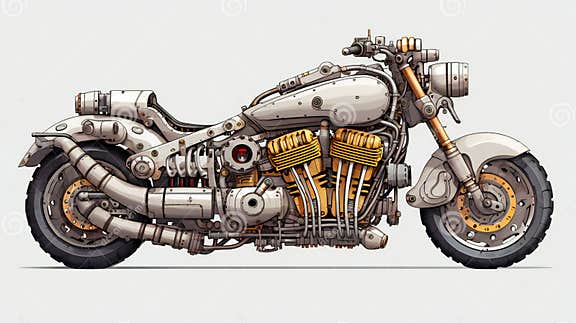 Motorcycle Engine, Motorcycle Engine, Side View Stock Illustration ...