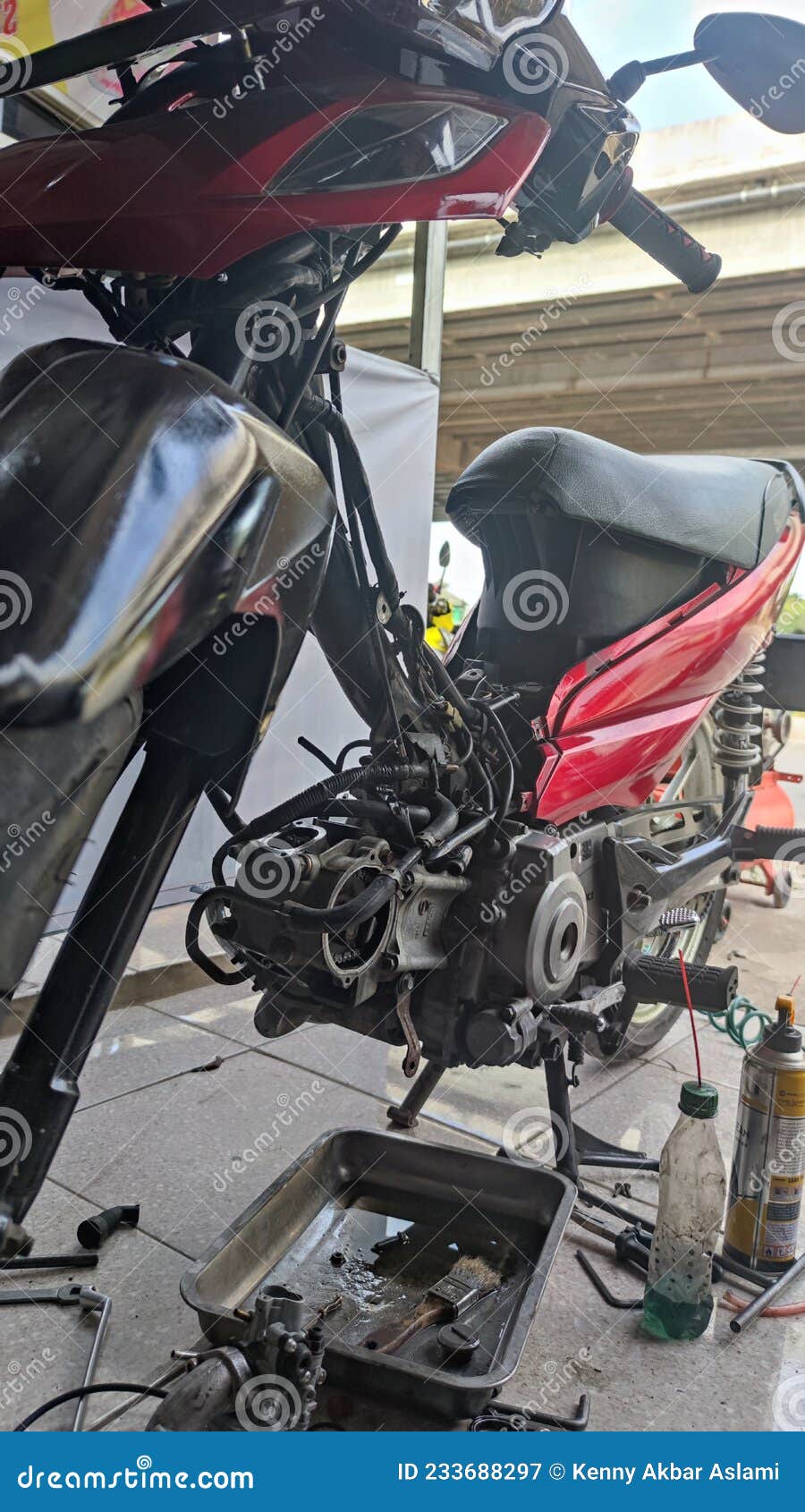 Motorcycle engine overhaul stock image. Image of tire - 233688297