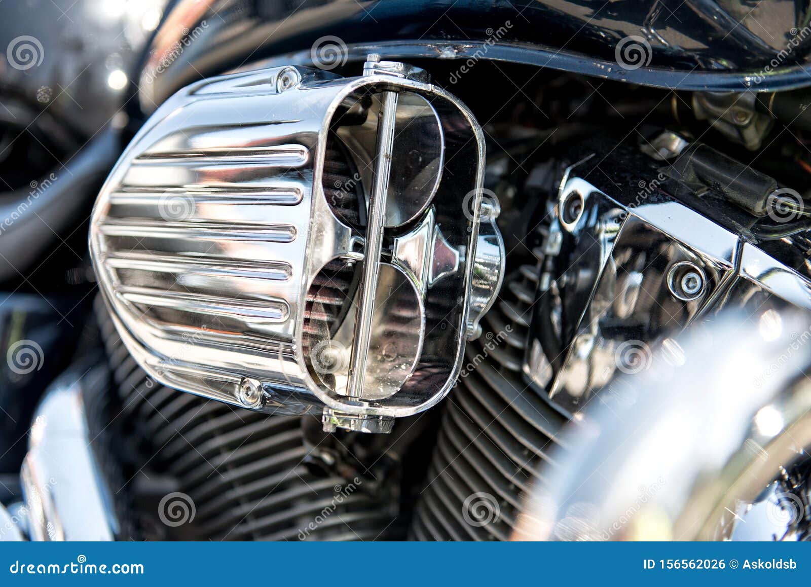 Motorcycle Engine Parts with Chrome Decorative Elements Stock Photo ...