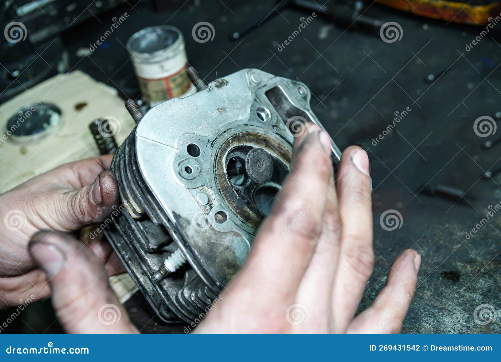 Motorcycle Engine Repair , Overhaul and Reconditioning Stock Photo ...
