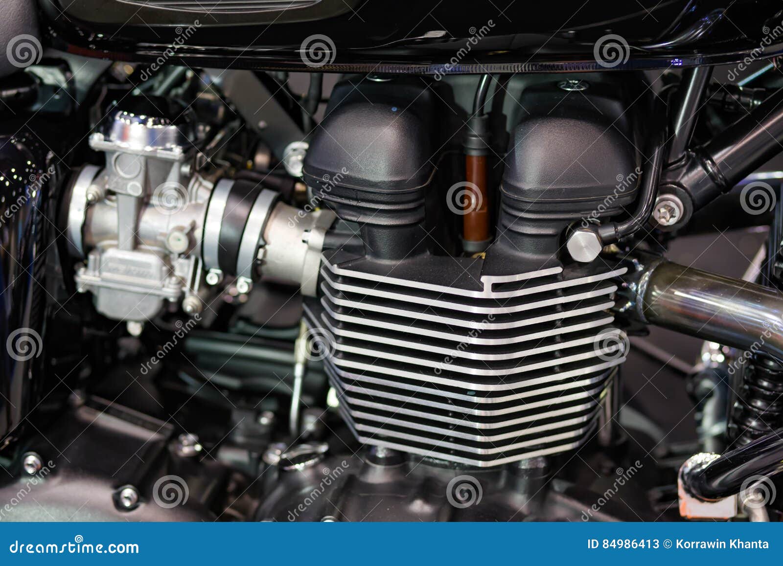 Motorcycle engine stock image. Image of detail, custom - 84986413