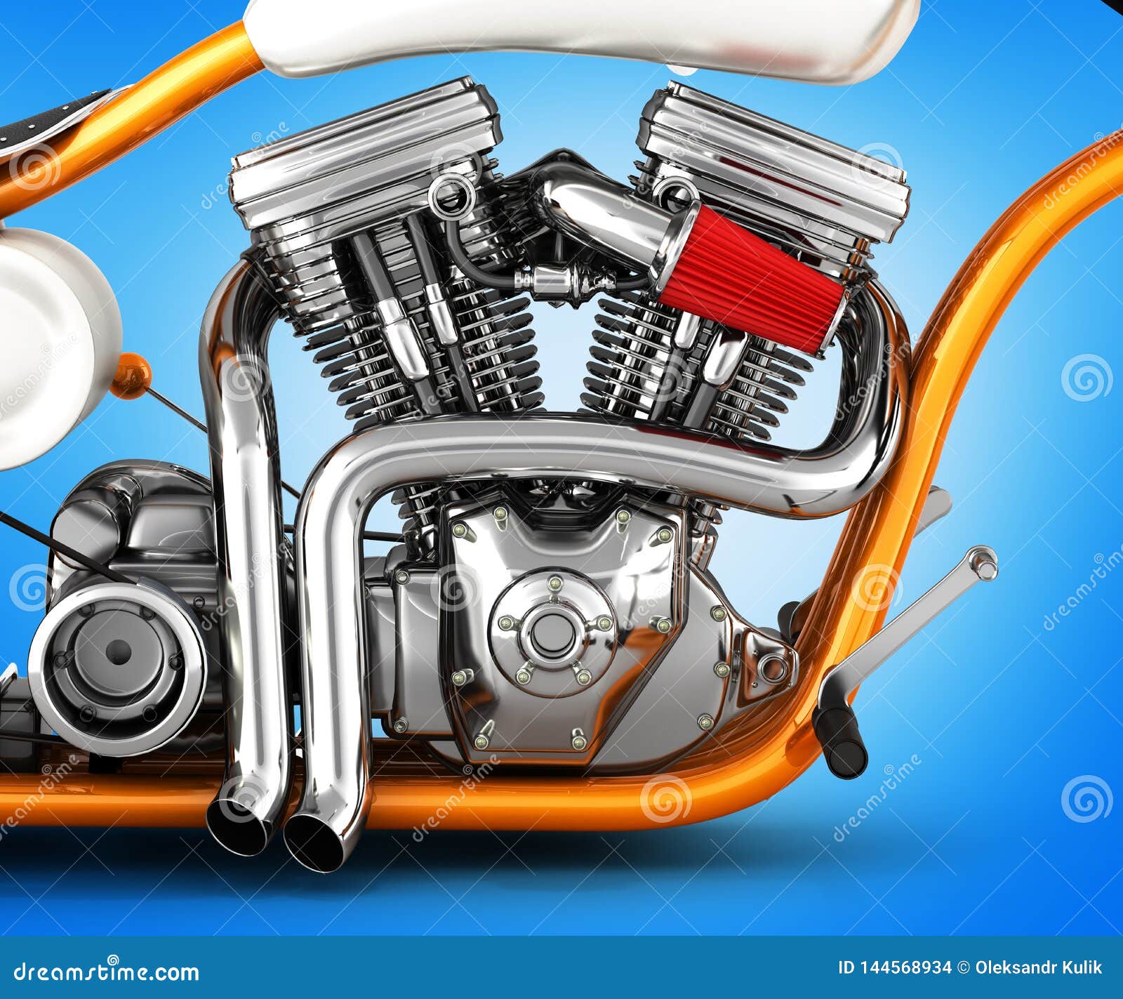 Motorcycle Engine V Twin Isolated on Gradient Background 3d ...