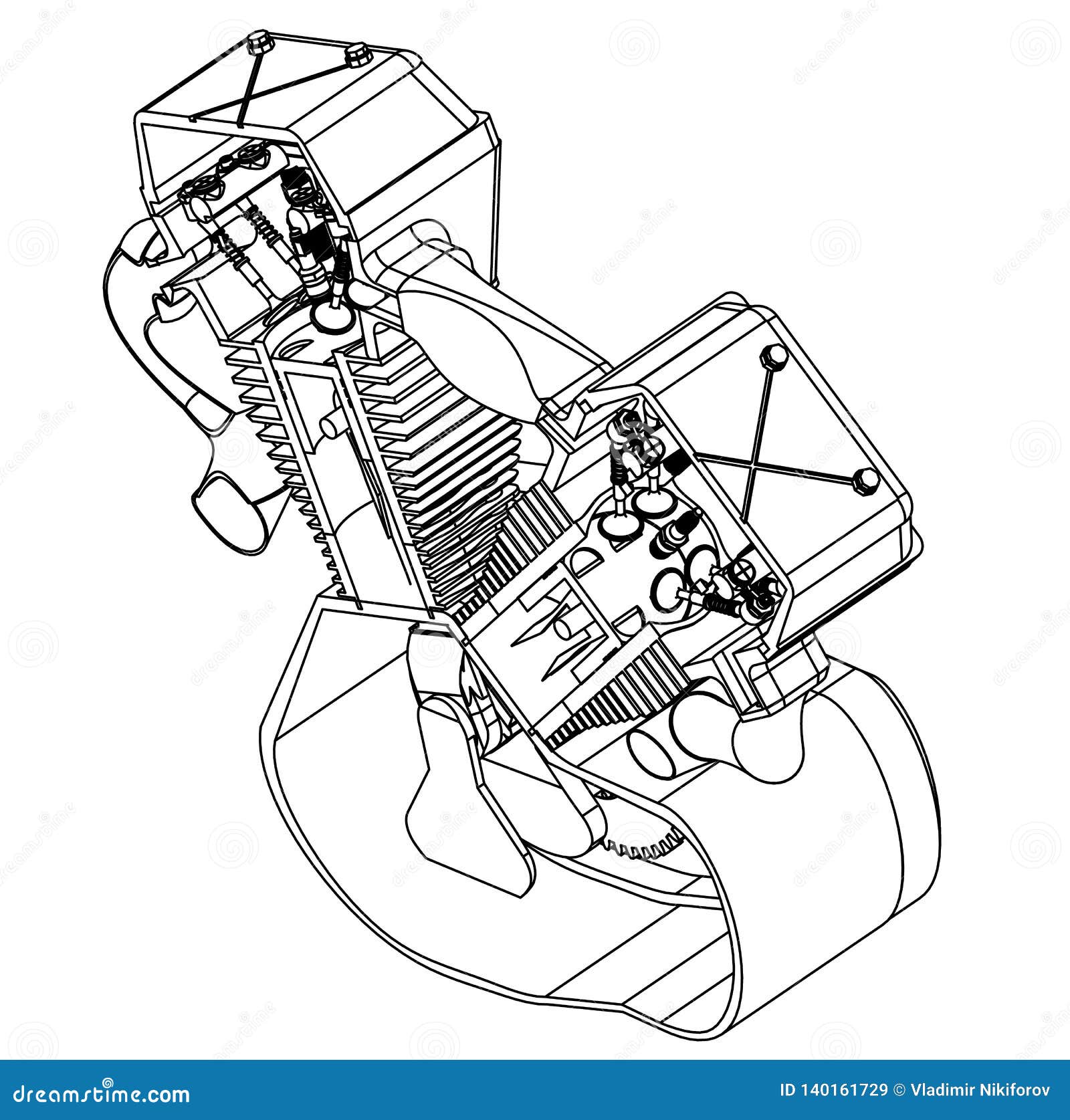 Motorcycle Engine on a White Stock Illustration - Illustration of ...