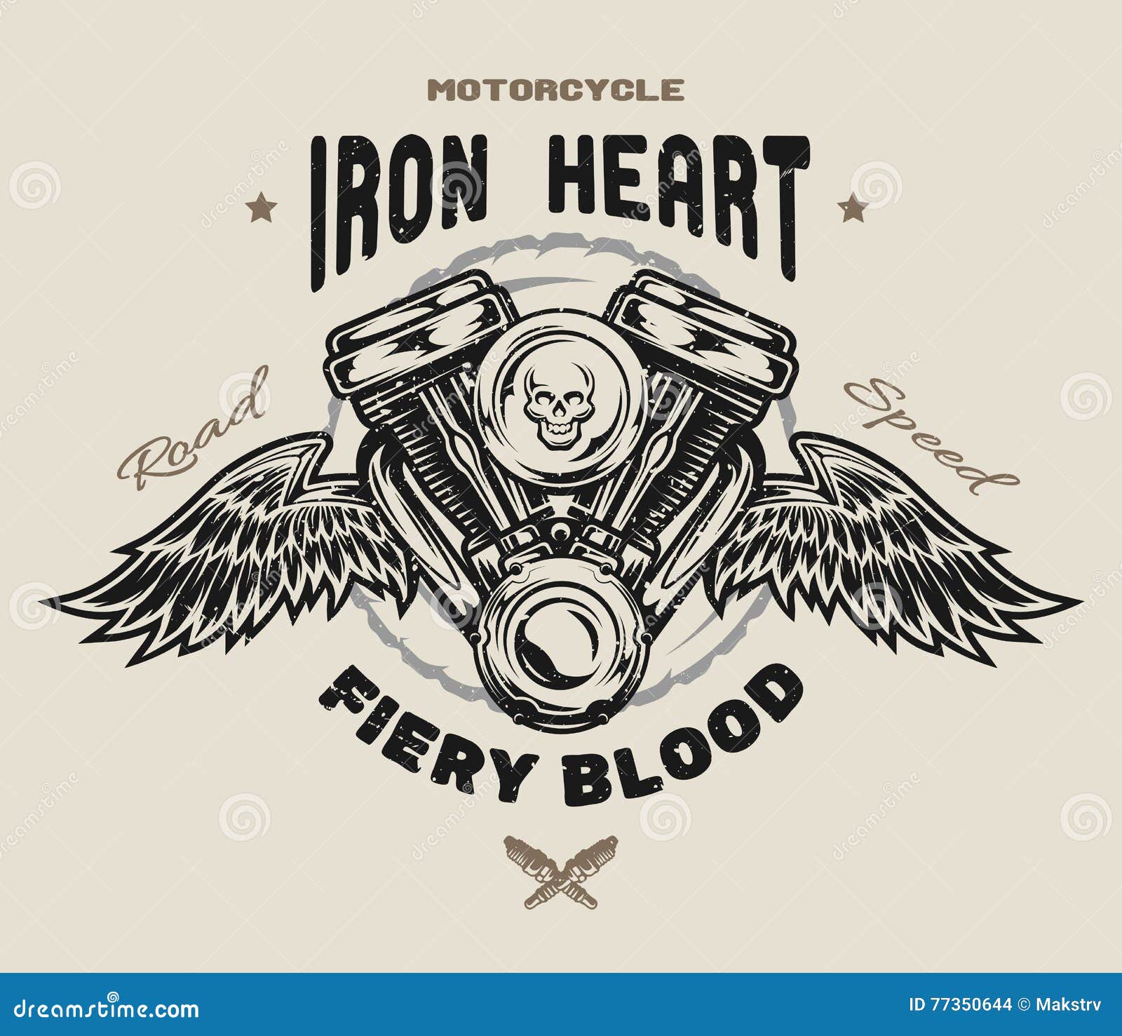 Motorcycle Engine and Wings. Stock Vector - Illustration of emblem ...