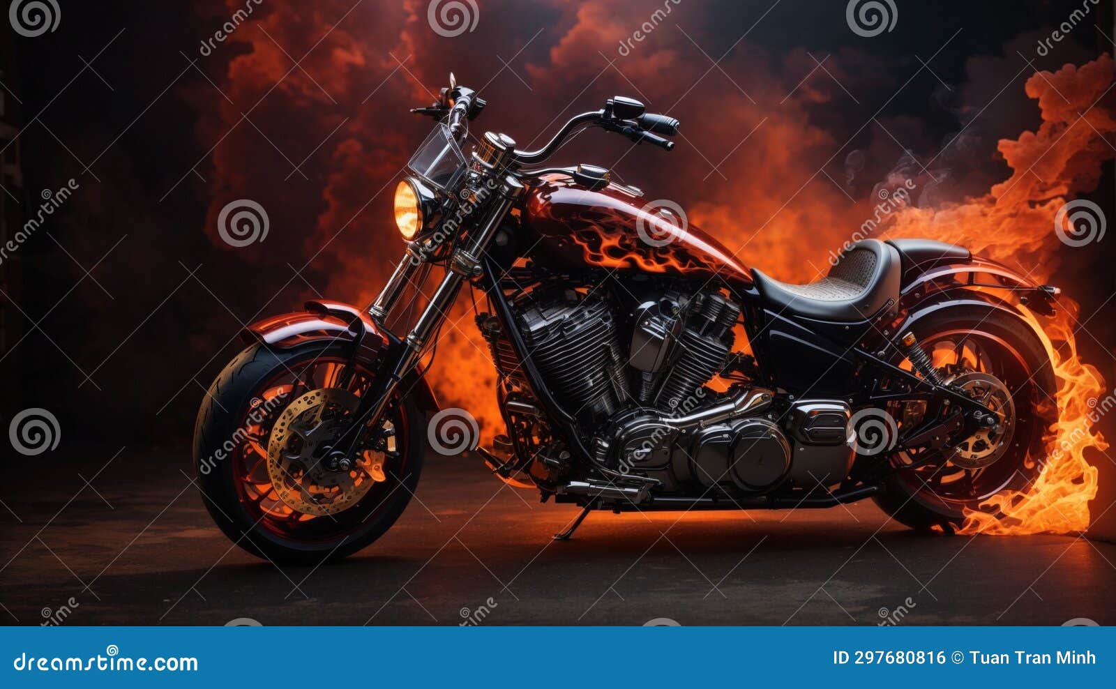Motorcycle on Fire Background Stock Illustration - Illustration of ...
