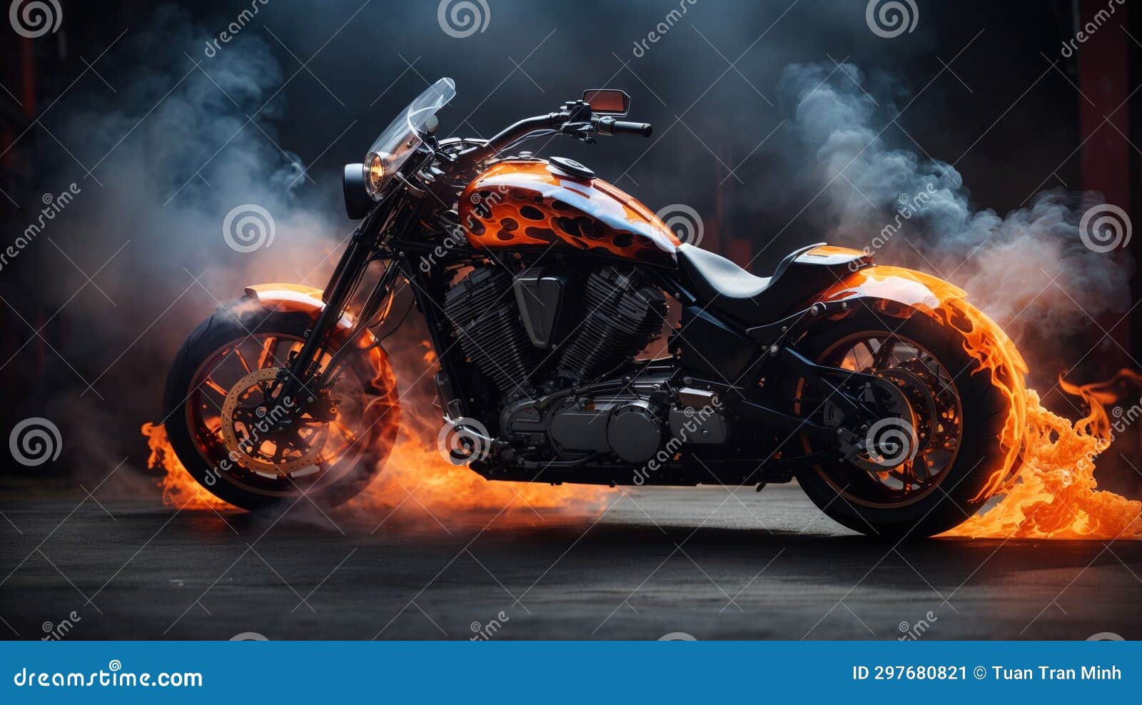 Motorcycle Fire Smoke Flame Backdrop Stock Image - Image of fire ...