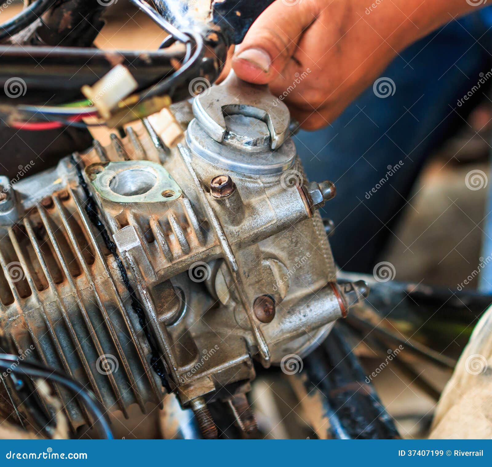 Motorcycle fixing stock image. Image of gearing, hand - 37407199