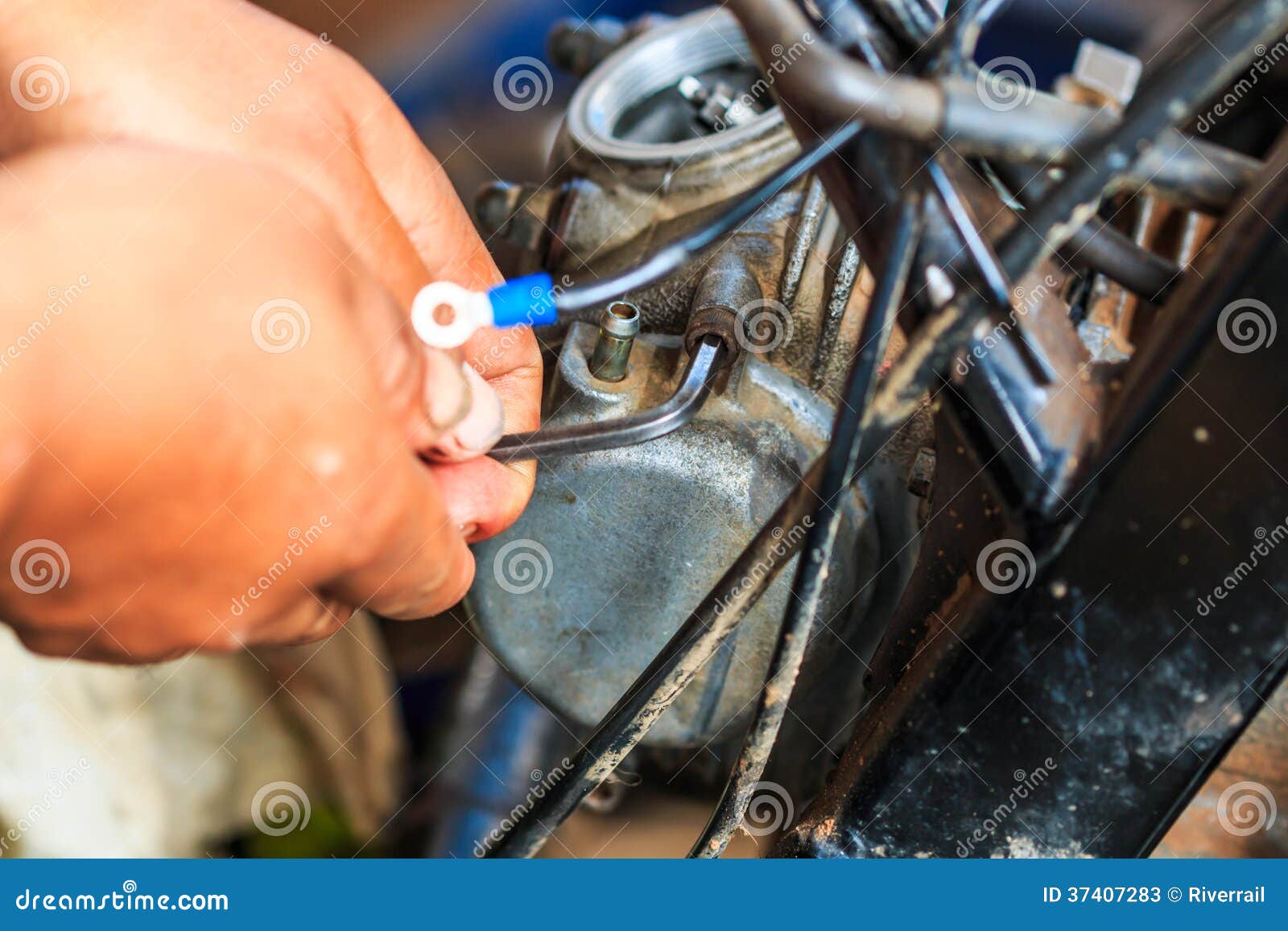 Motorcycle fixing stock image. Image of parts, lubricator - 37407283
