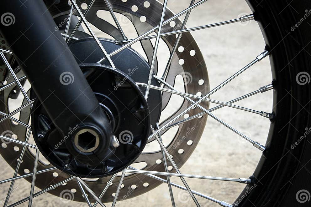 Motorcycle Front Spoke Wheel Stock Image - Image of chromium, silver ...