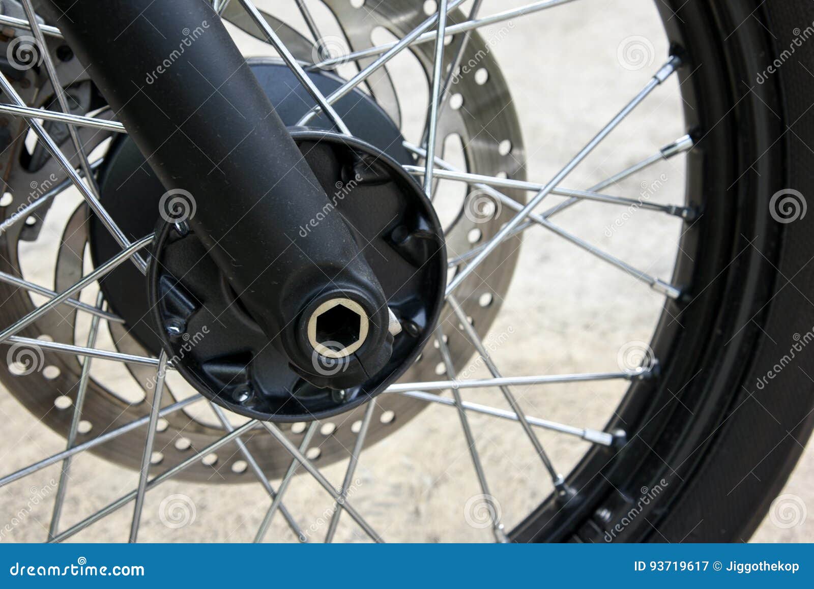 Motorcycle Front Spoke Wheel Stock Image - Image of closeup, silver ...