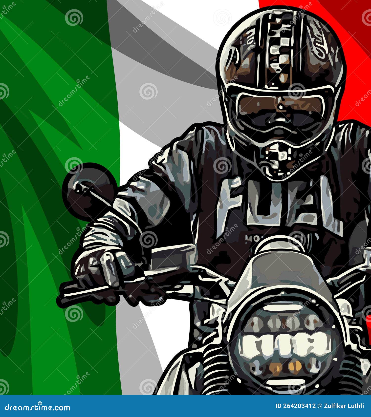 Motorcycle Front View and Flag Stock Vector - Illustration of sign ...