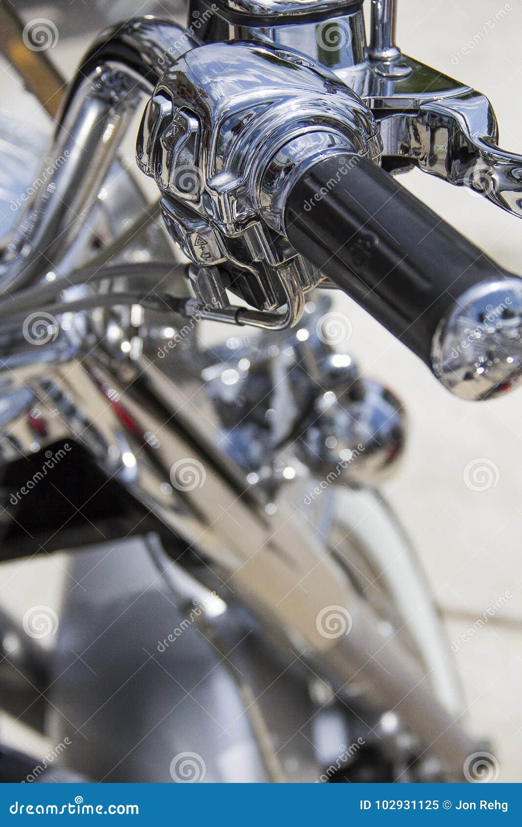 Motorcycle Handle Bars and Throttle with Lots of Chrome Stock Image ...