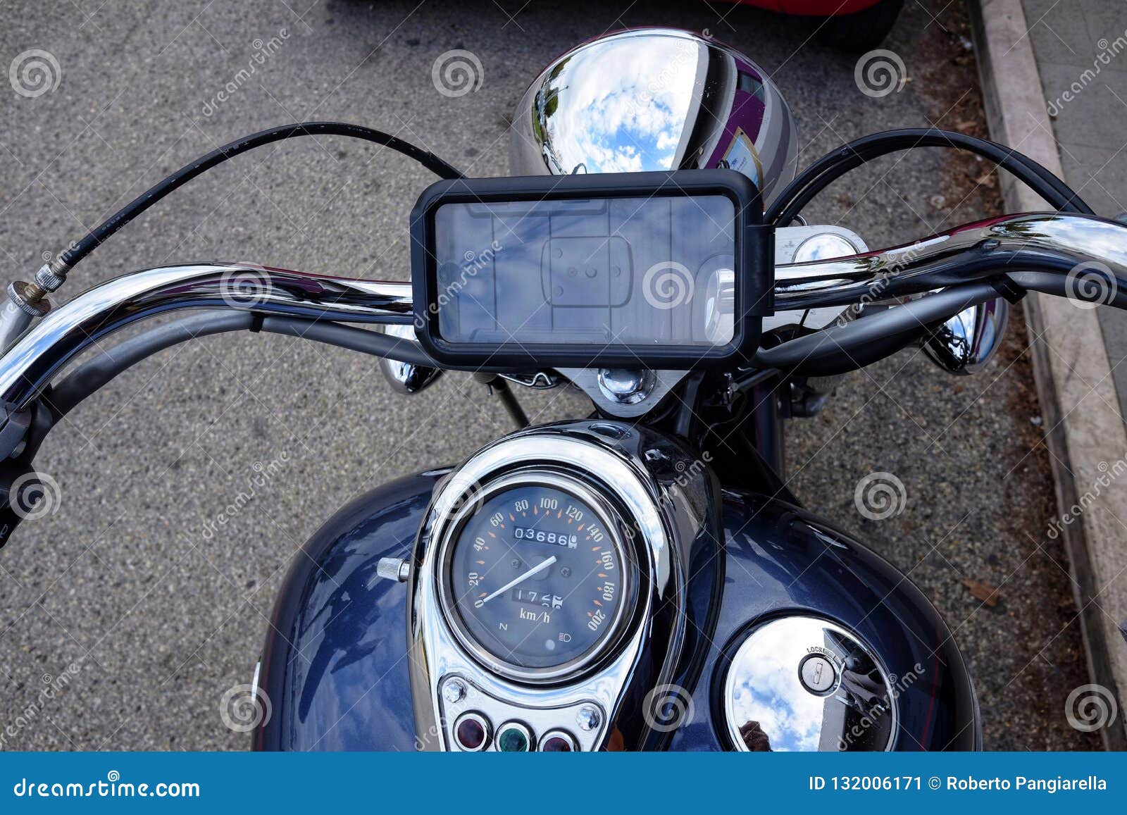 Motorcycle Handlebeg with Cell Phone Holder Stock Image - Image of ...