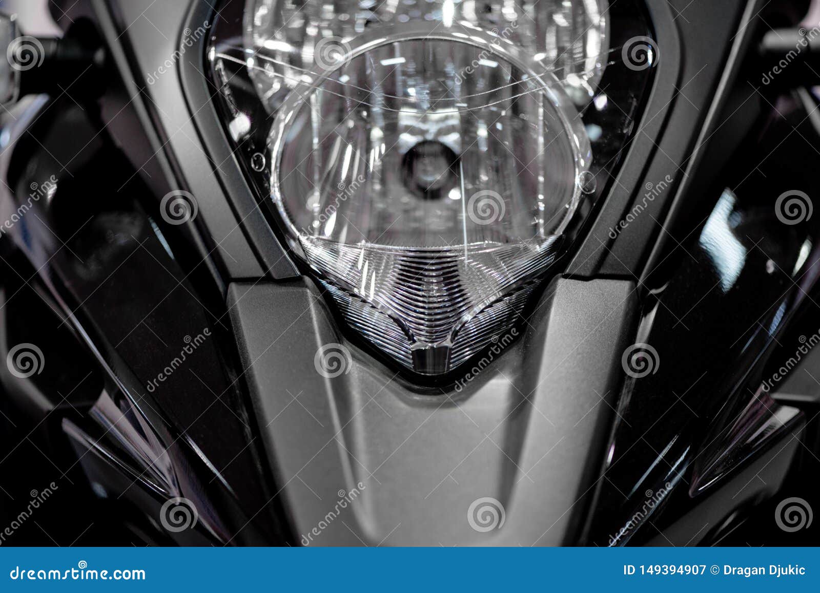 Motorcycle headlight stock image. Image of black, electric - 149394907