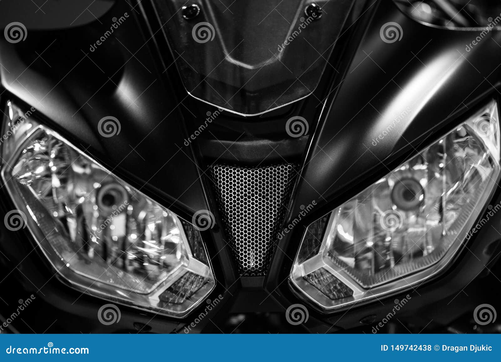 Motorcycle headlights stock photo. Image of ducati, close - 149742438