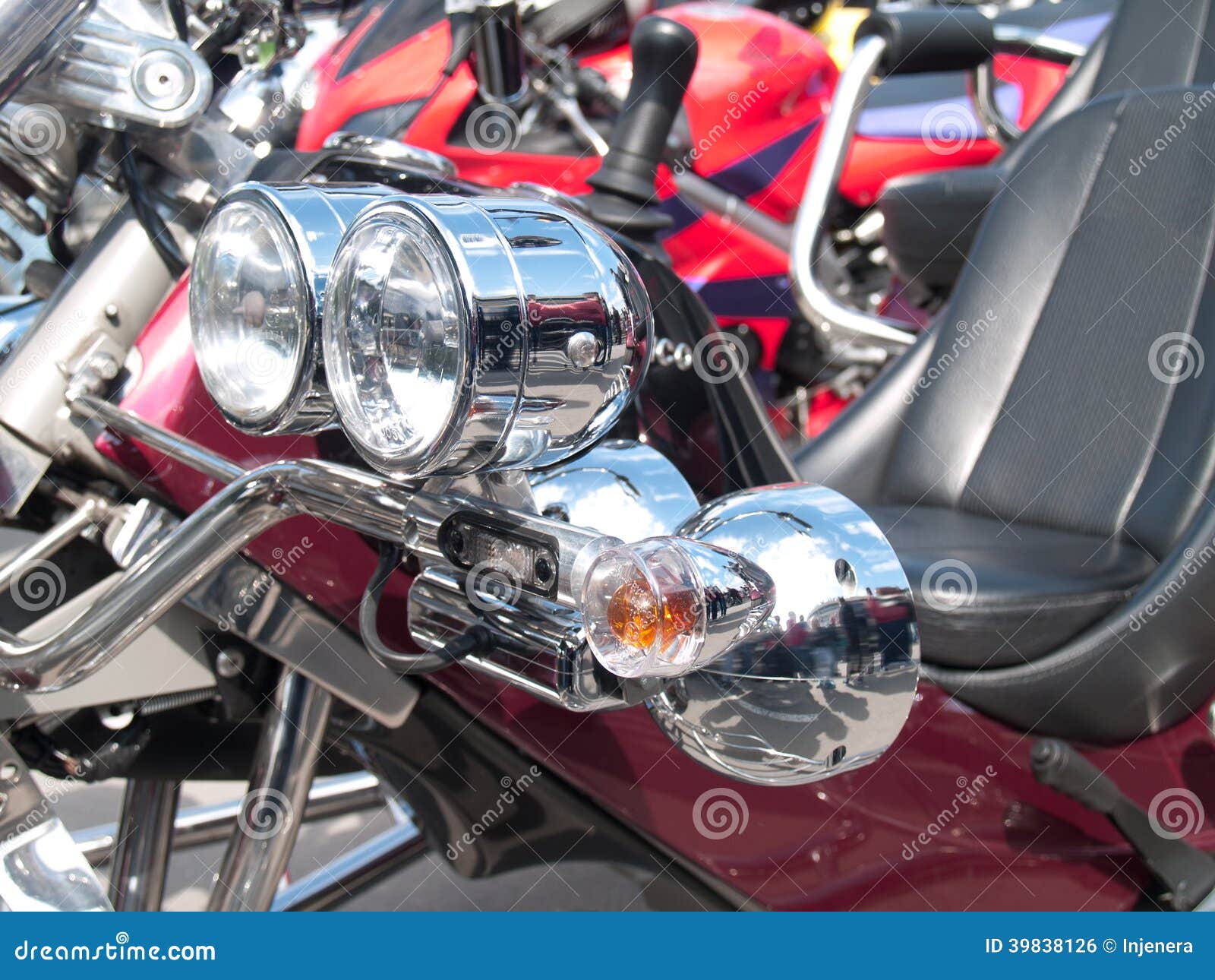 Motorcycle headlights stock photo. Image of shiny, motorized - 39838126