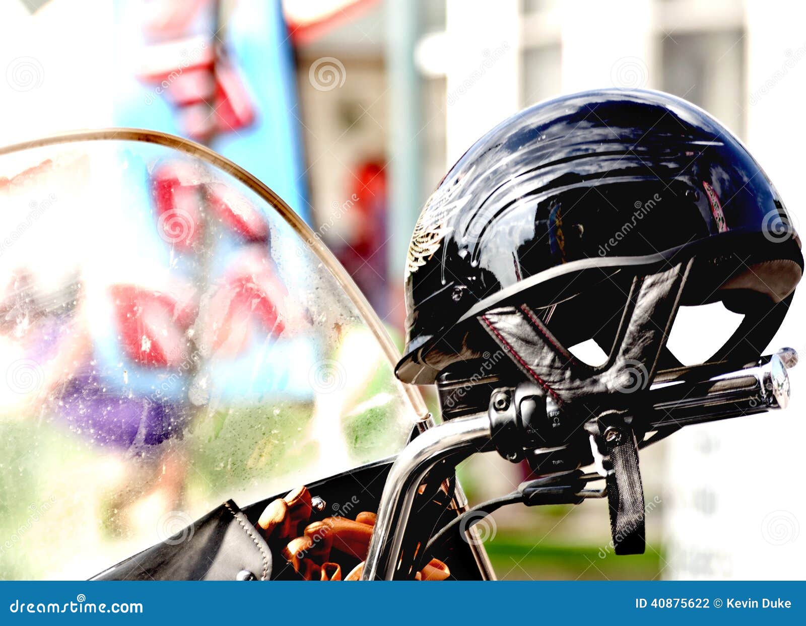 Red Motorcycle Helmet Hanging On The Clothes Line Stock Image ...