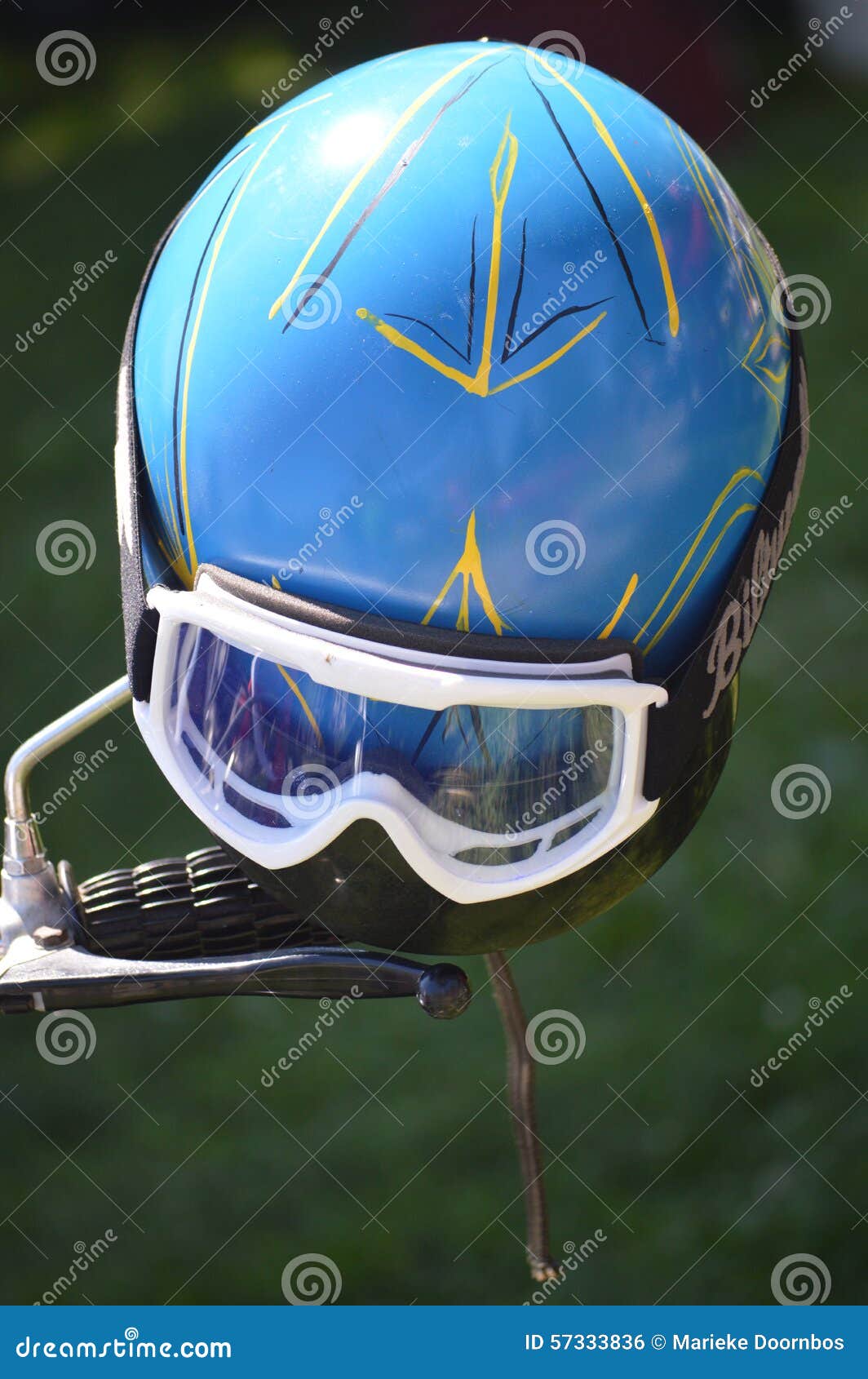 Motorcycle Helmet with Goggles Stock Photo - Image of white, closeup ...
