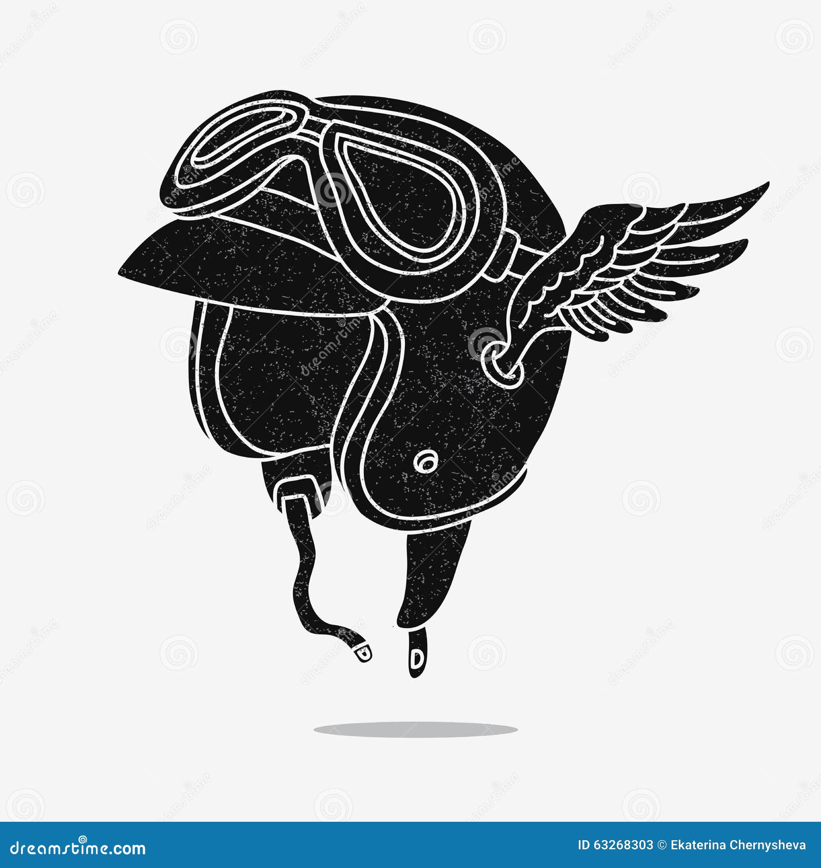 Motorcycle Helmet with Goggles and Wings. Stock Vector - Illustration ...