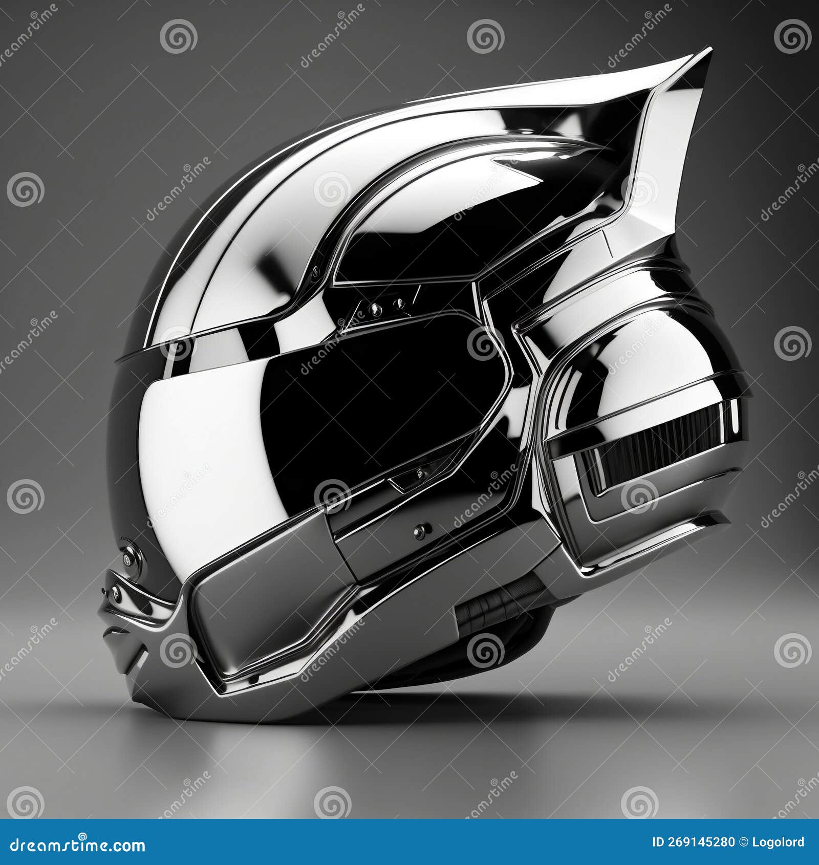 Motorcycle Helmet Metal Chrome Stock Illustration - Illustration of ...