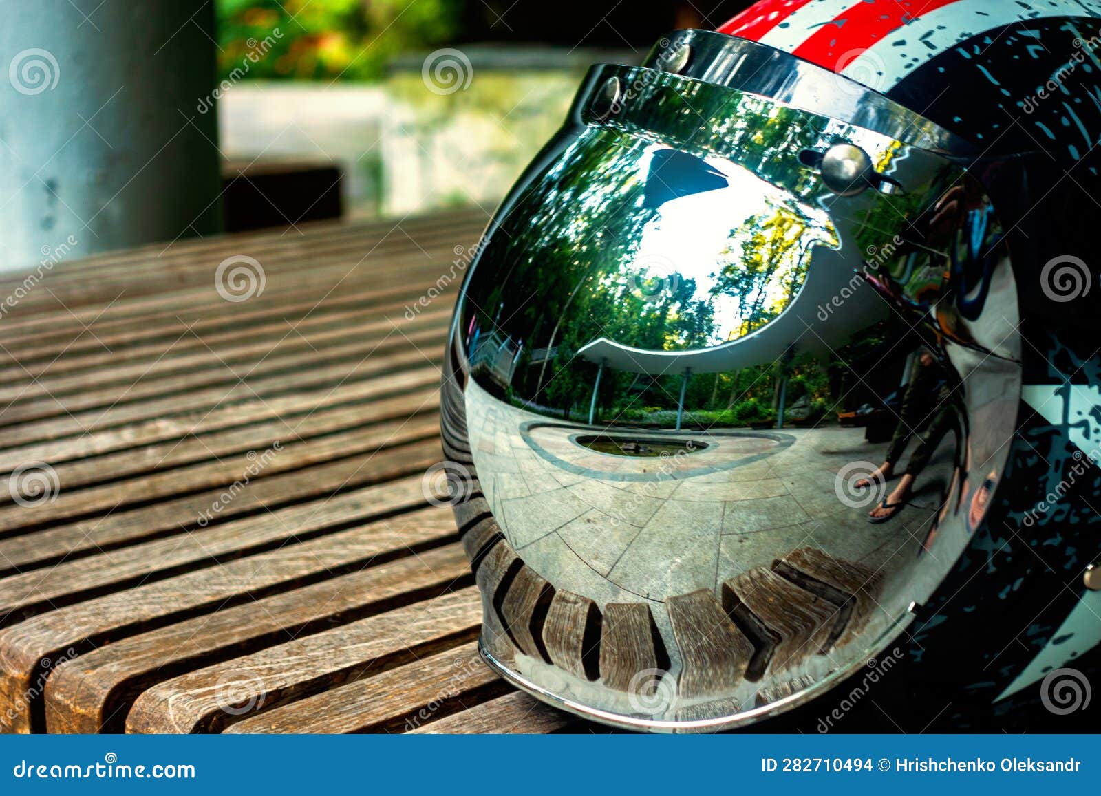 Motorcycle Helmet with Mirrored Visor Stock Photo - Image of ...