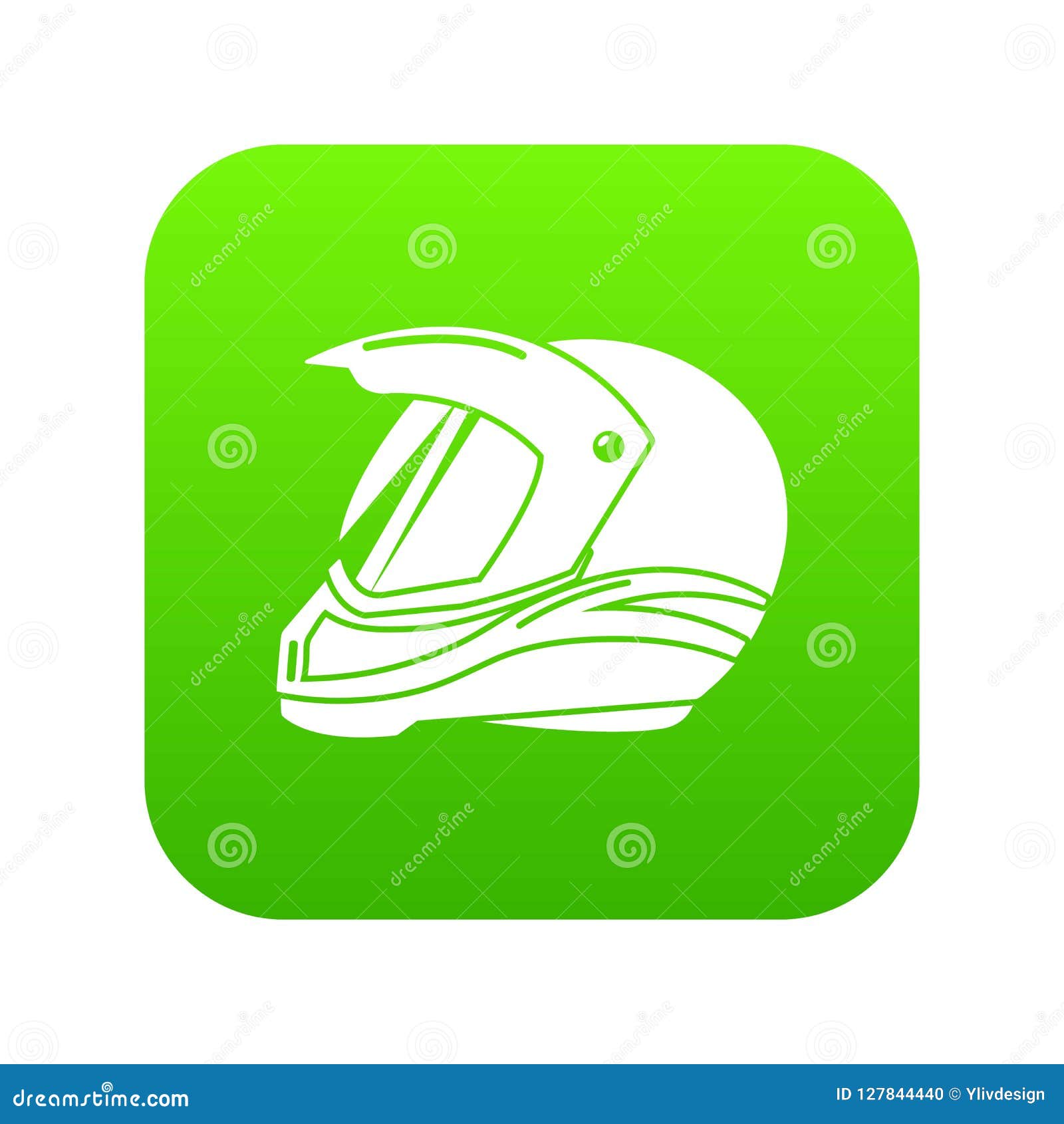 Motorcycle Helmet Racing Icon Green Vector Stock Vector - Illustration ...