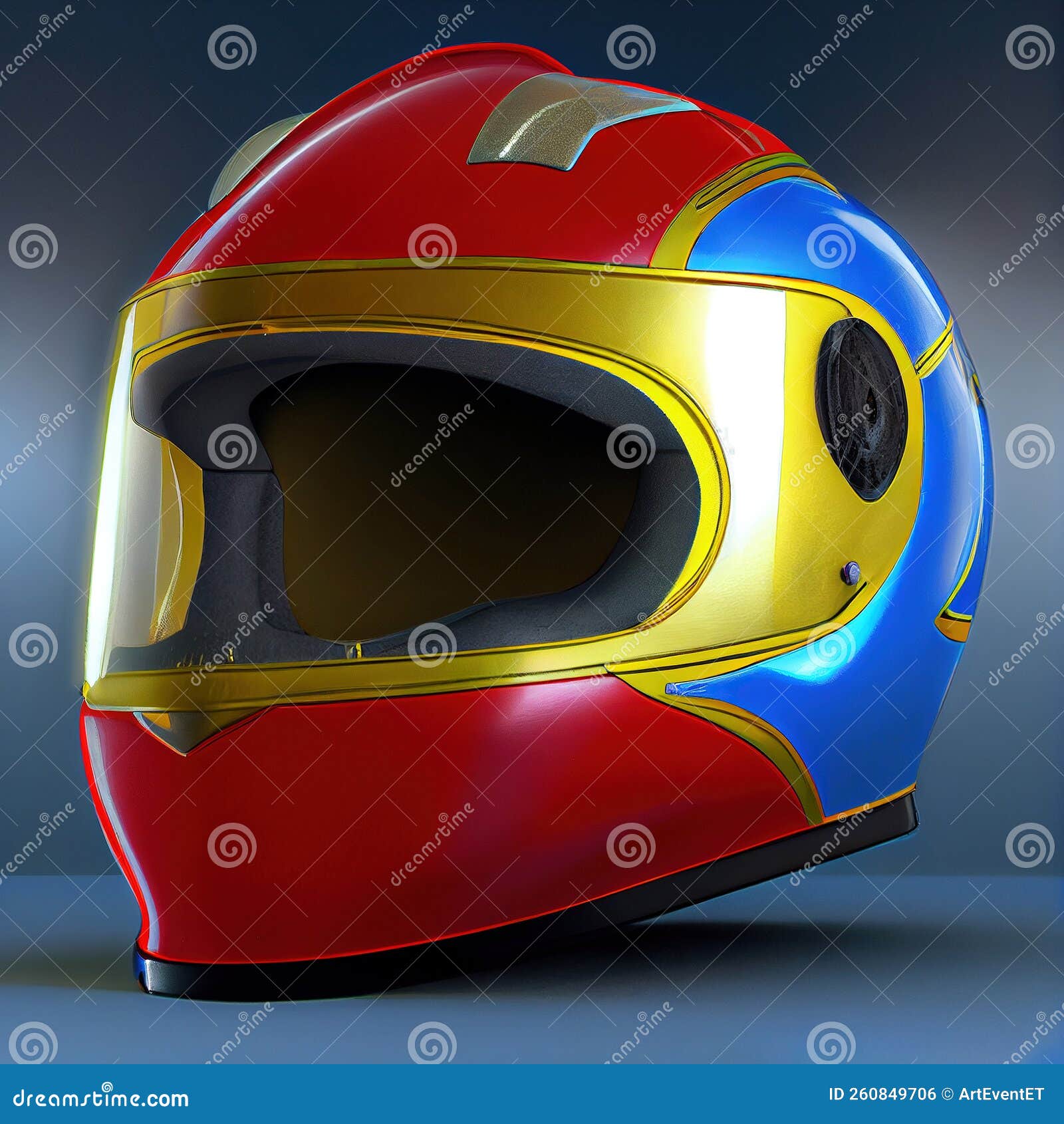 Motorcycle Helmet Red Blue on Blue Background Stock Illustration ...