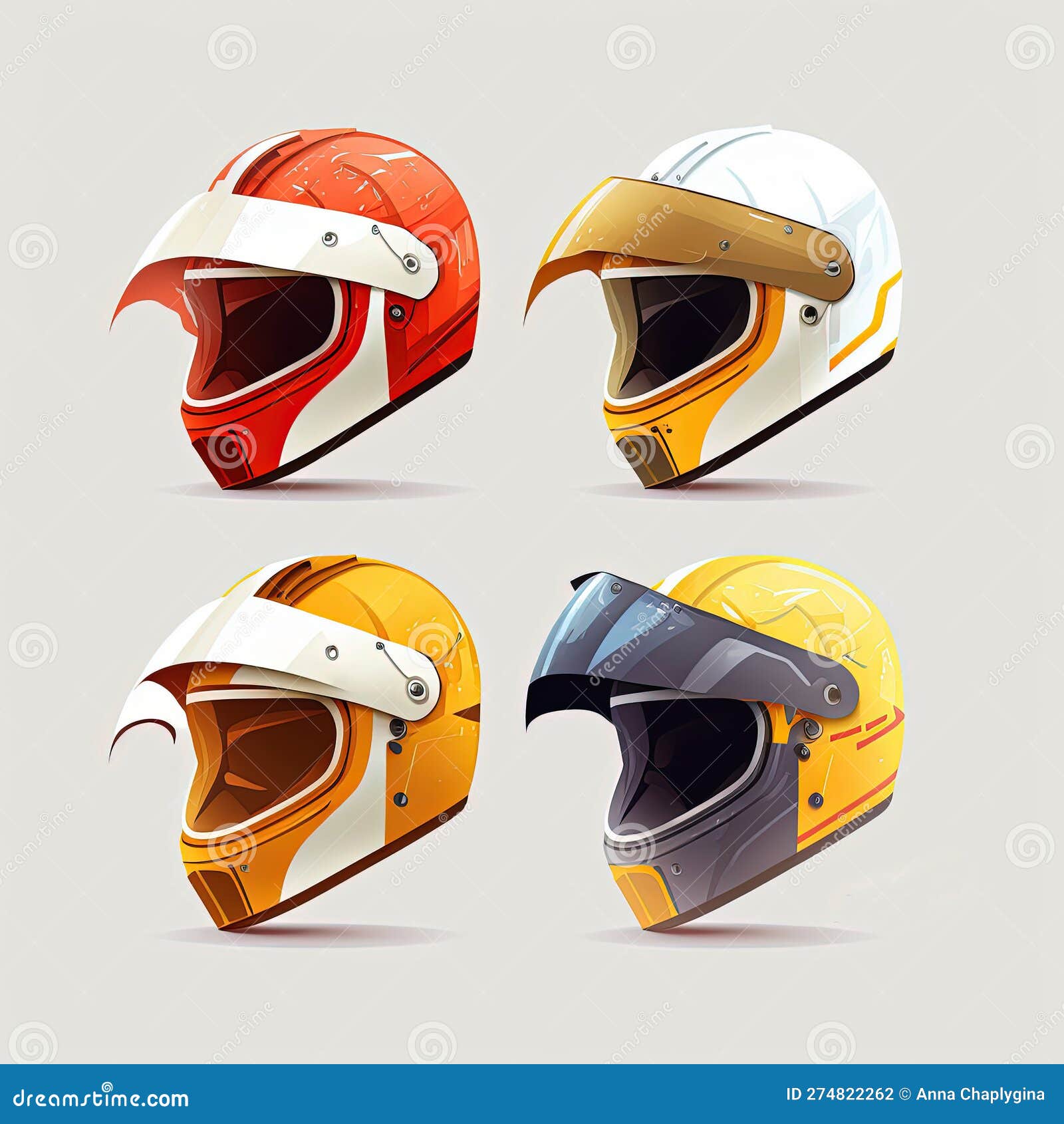 Motorcycle Helmets in Colorful Design. Generative AI Stock Illustration ...
