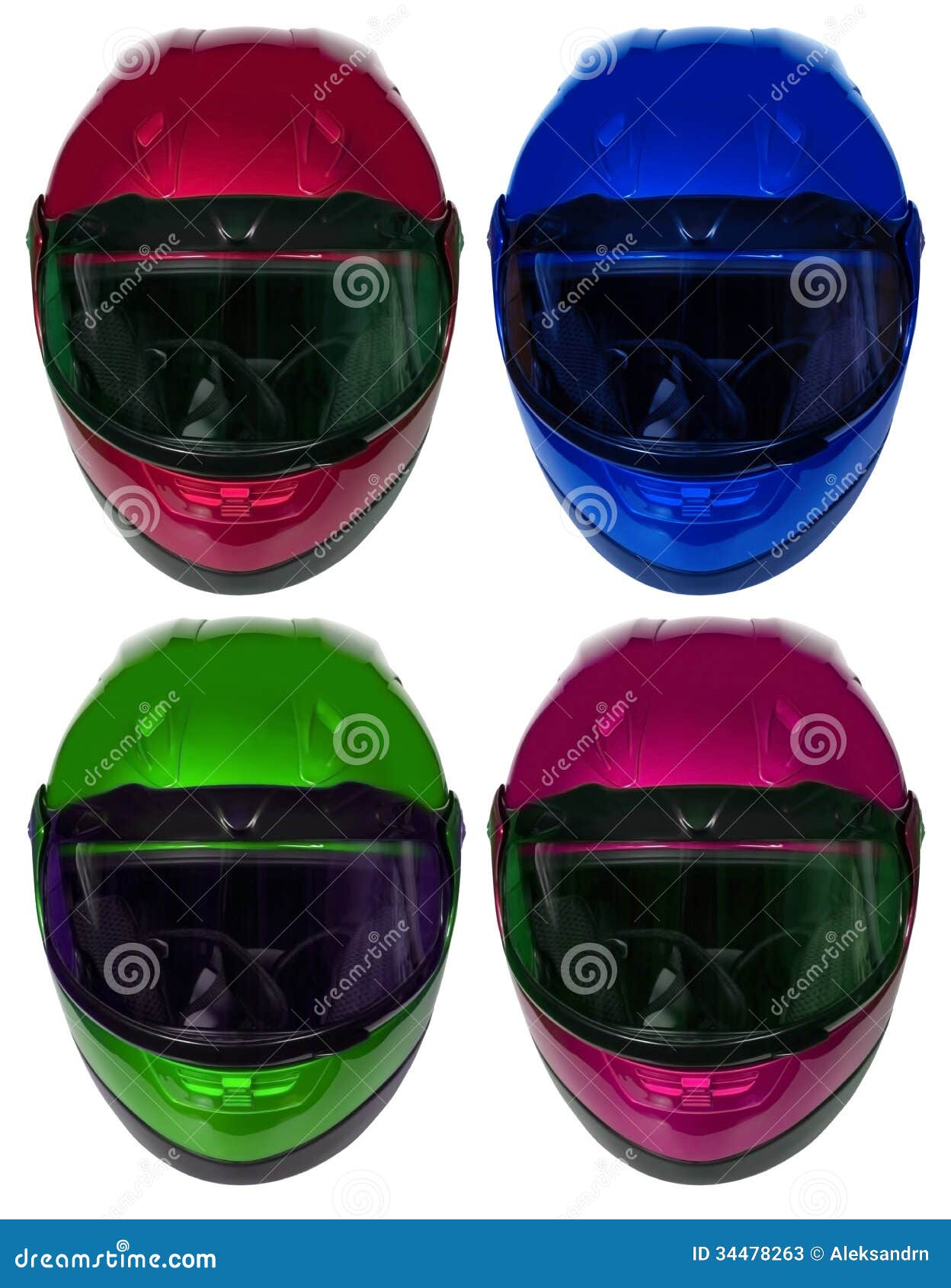 Motorcycle Helmets on a White Background. Collage Stock Image - Image ...