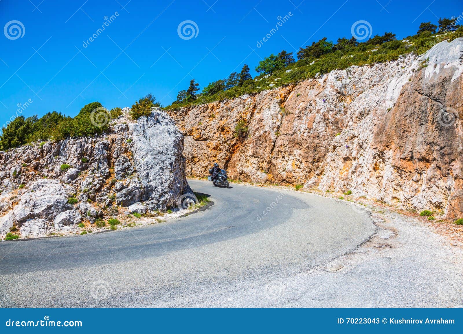 Motorcycle at High Speed on Mountain Road Turn Stock Image - Image of ...