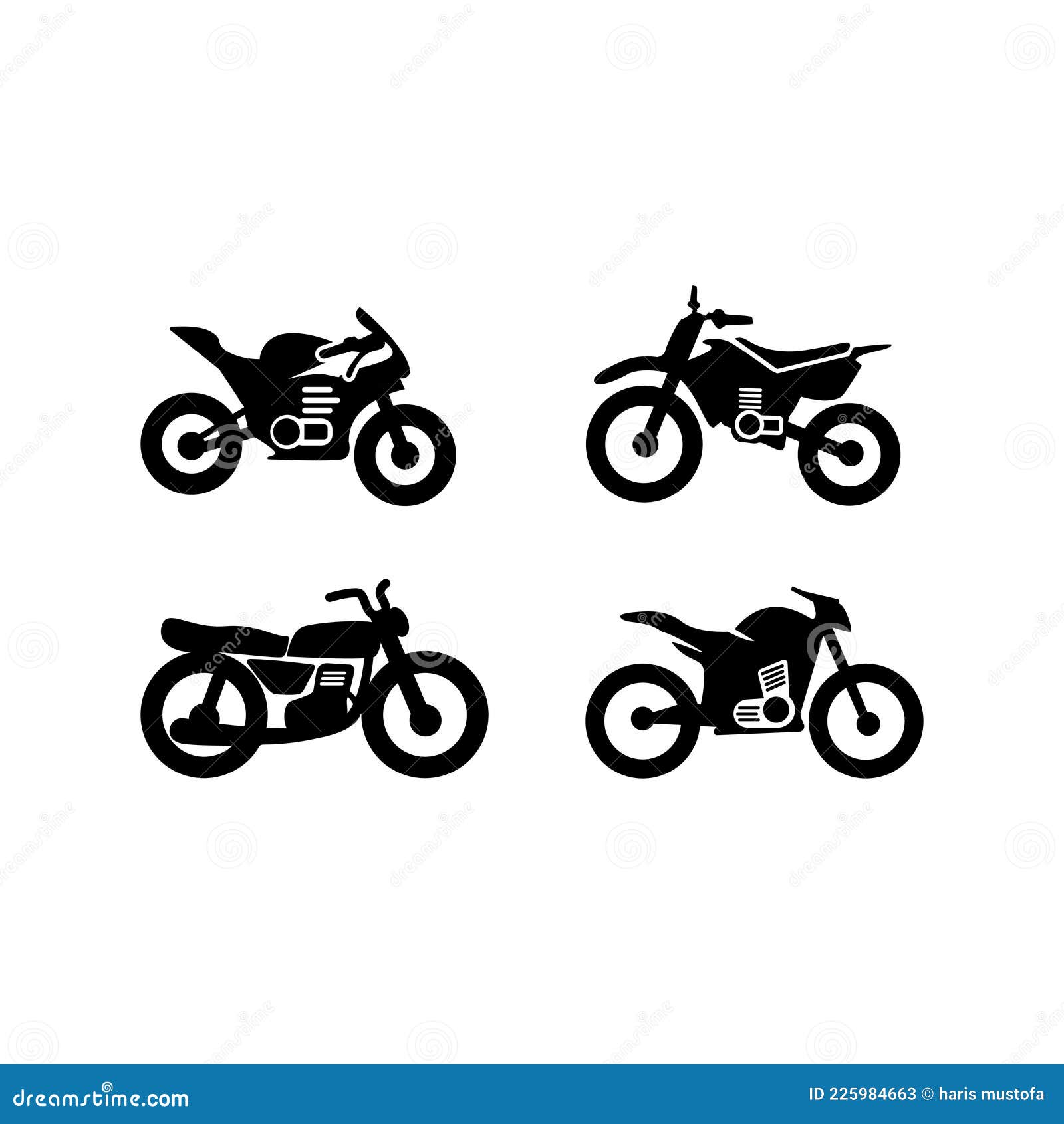 Motorcycle Icon Design Set Bundle Template Isolated Stock Vector ...