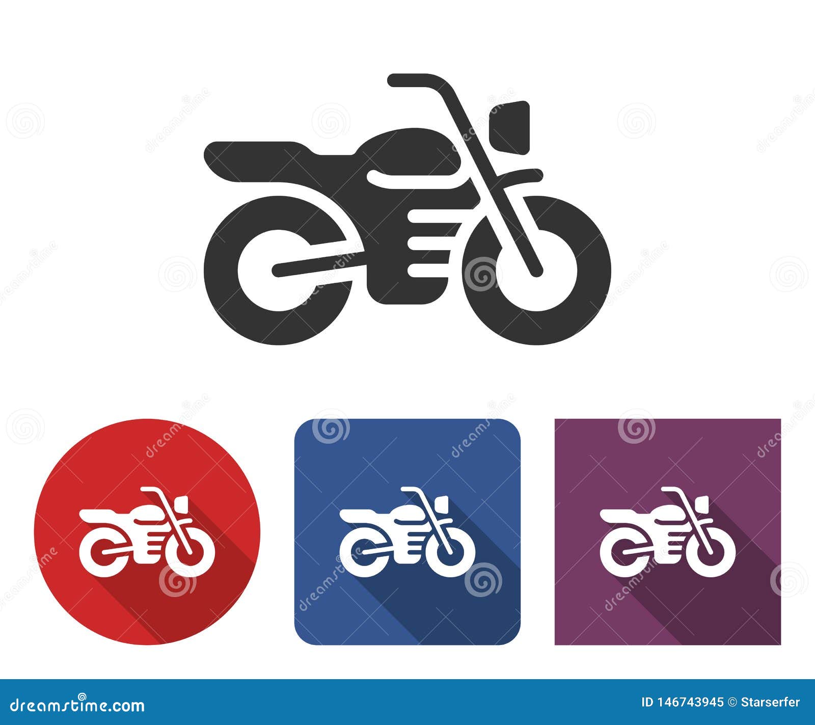 Motorcycle Icon in Different Variants Stock Vector - Illustration of ...