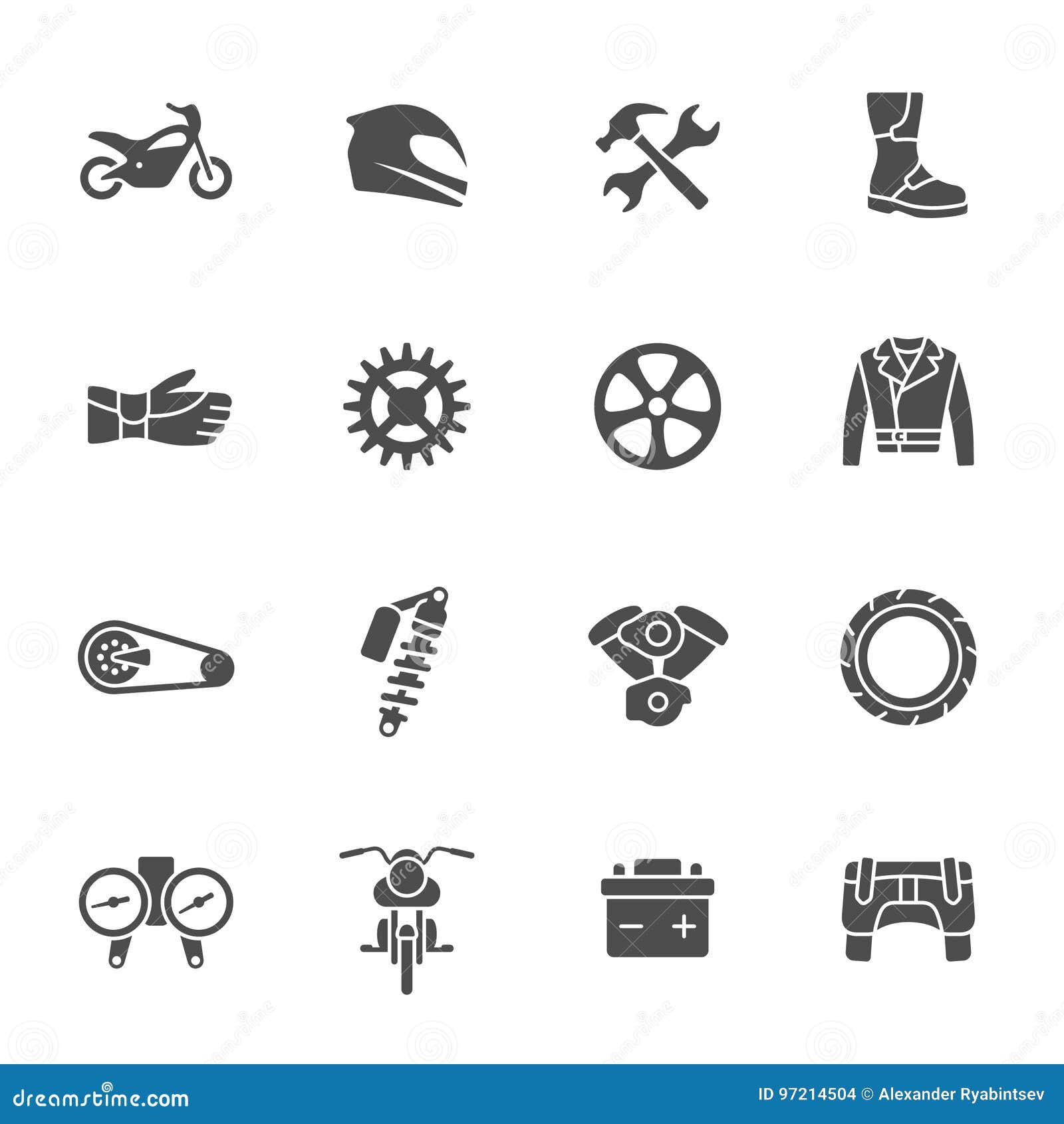 Motorcycle icon set stock vector. Illustration of collection - 97214504