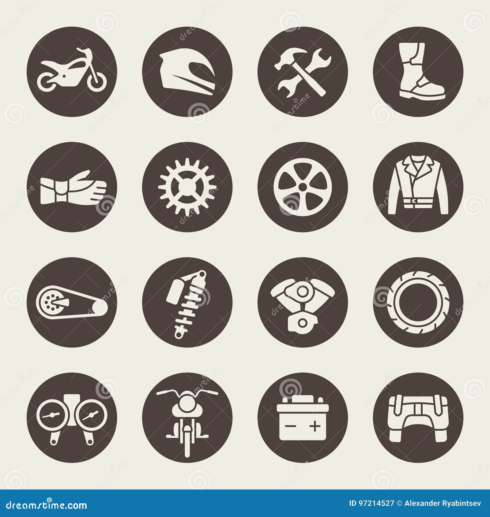 Motorcycle icon set stock vector. Illustration of collection - 97214527