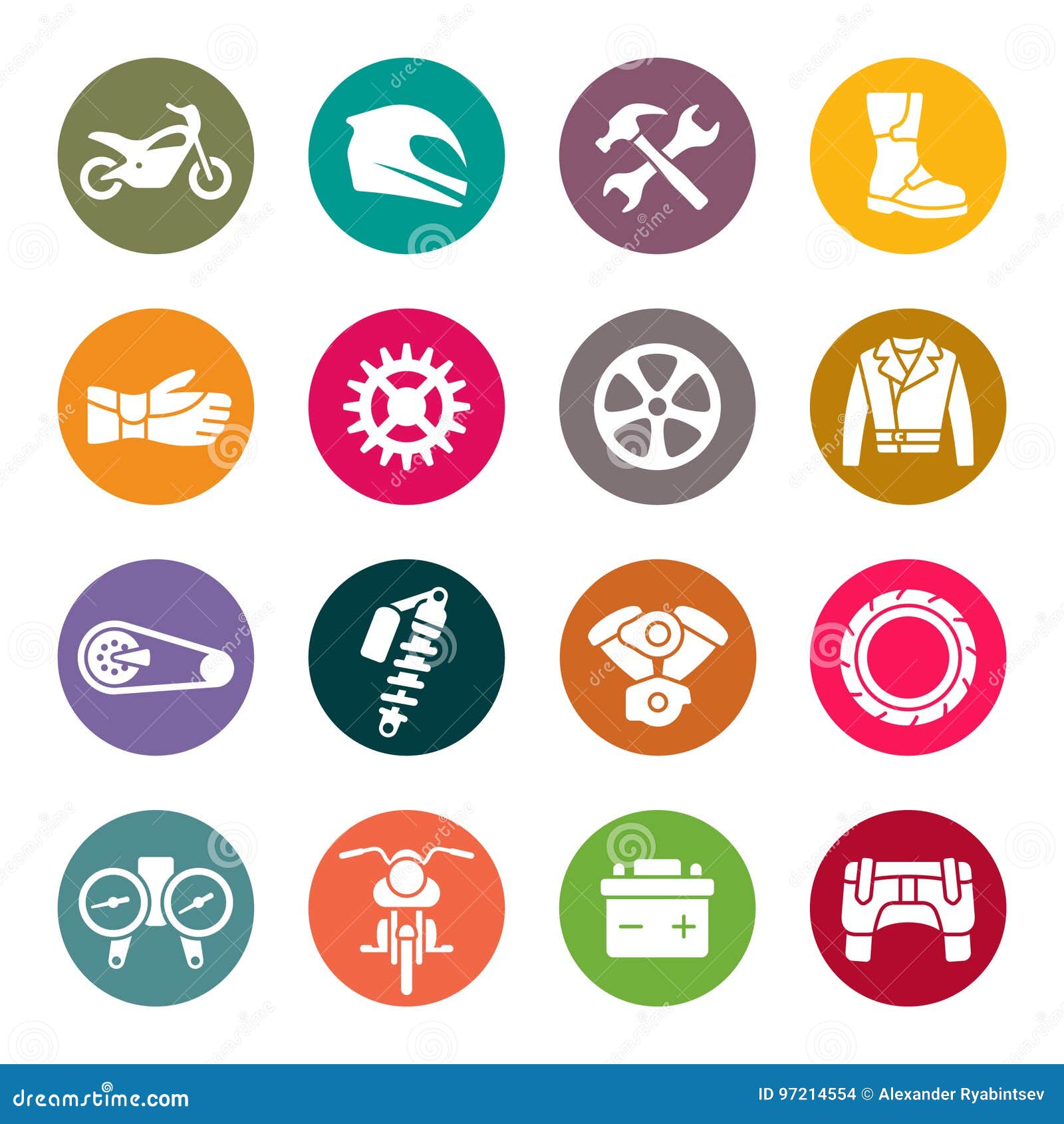 Motorcycle icon set stock vector. Illustration of motor - 97214554