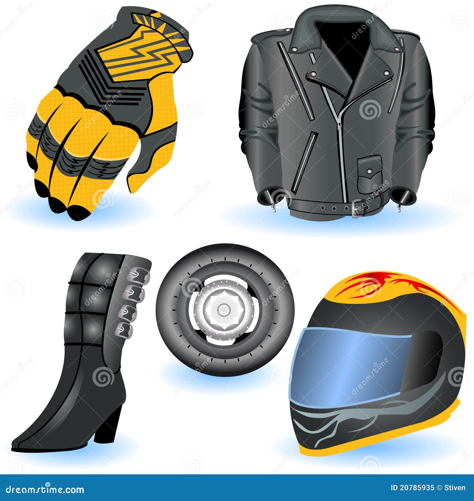 Motorcycle icons 1 stock vector. Illustration of gloves - 20785935