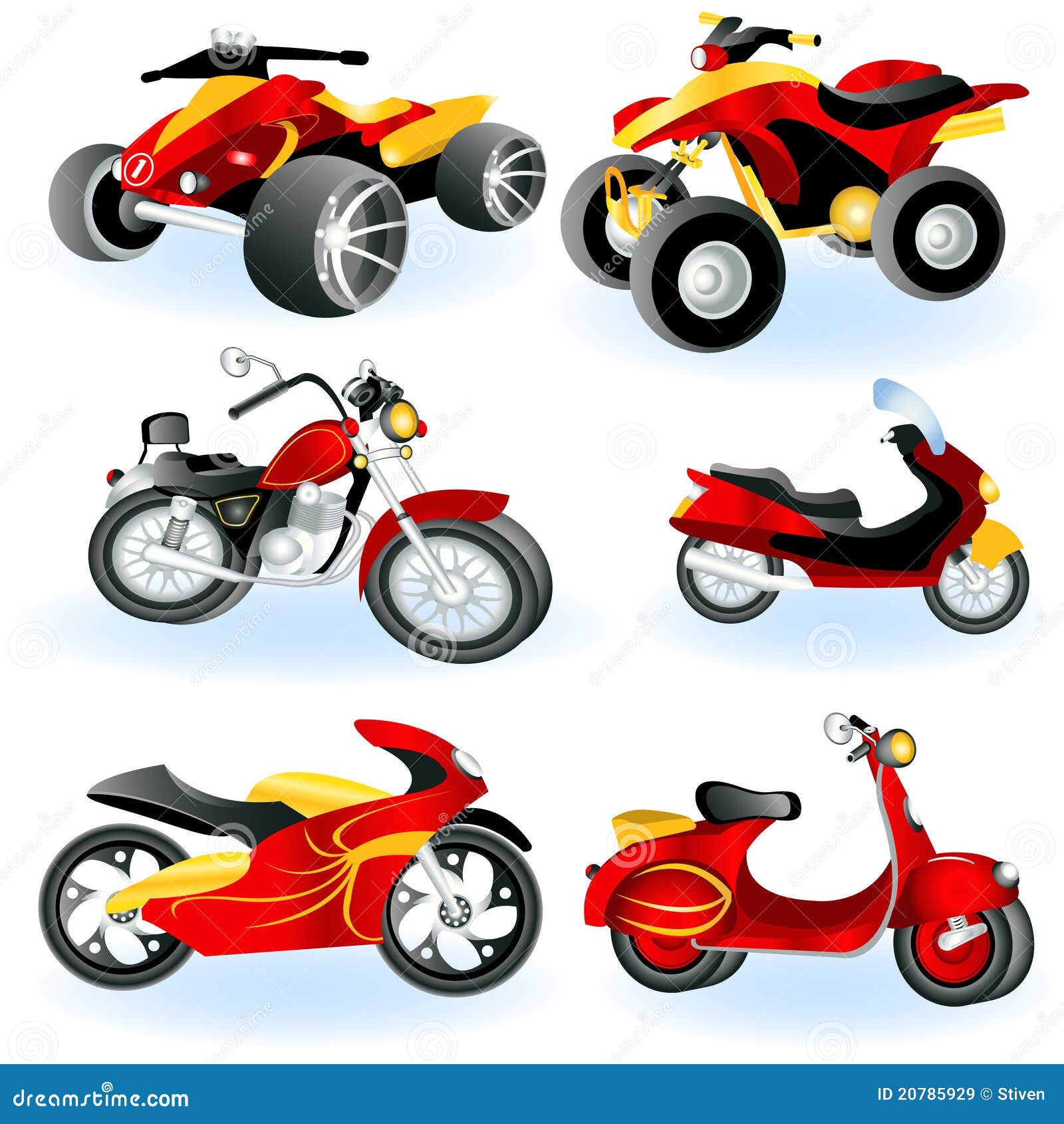 Different Motorcycle Fuel Tanks Front, Back, Top And Side View Isolated ...