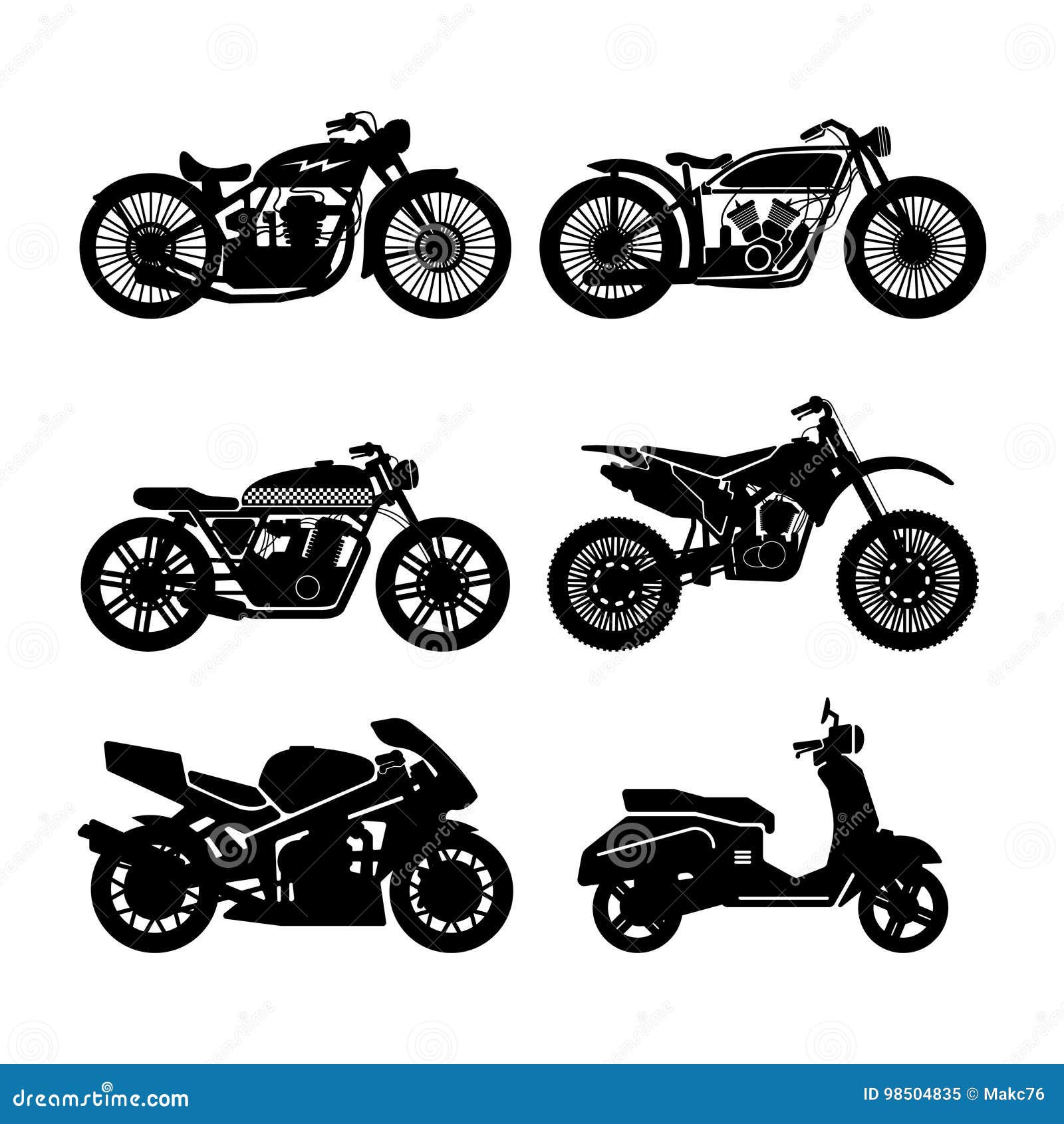 Motorcycle Icons set. stock vector. Illustration of collection - 98504835