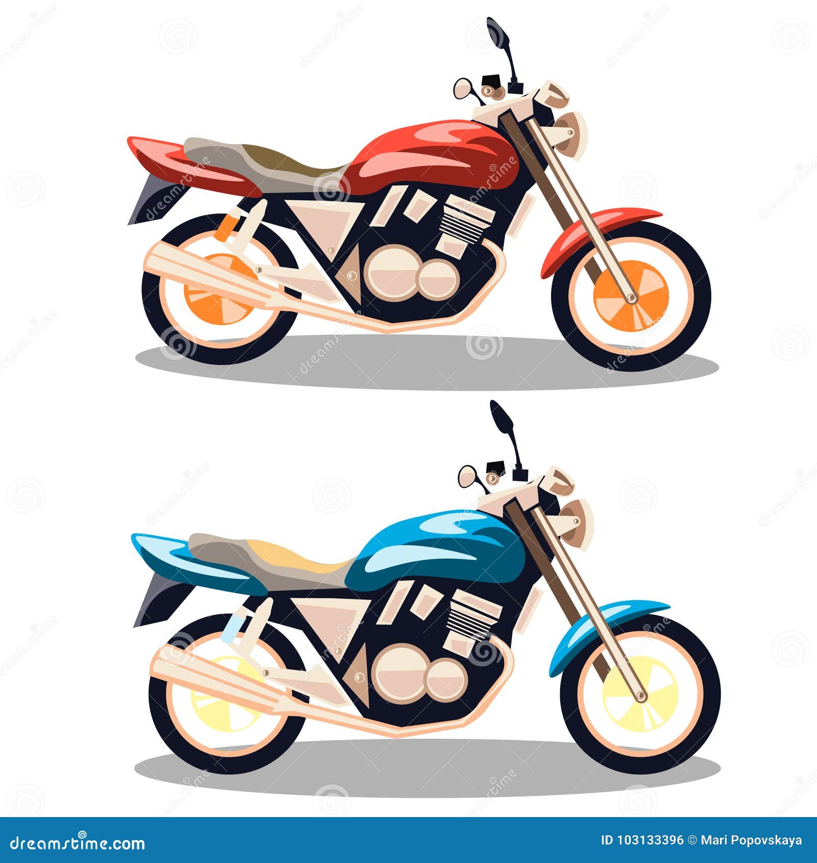 Motorcycle Icons Set in Flat Style. Stock Vector - Illustration of ...