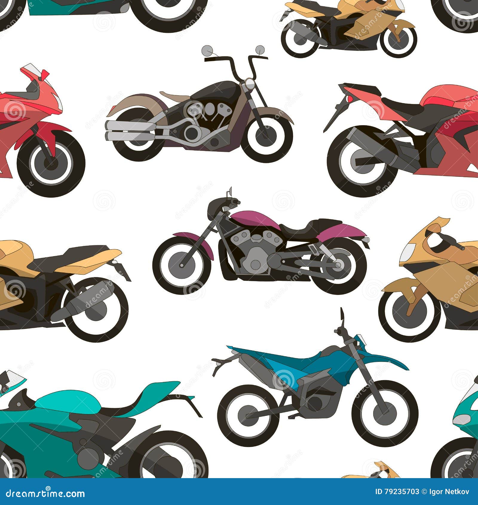 Motorcycle Icons Set Pattern Stock Vector - Illustration of road, motor ...