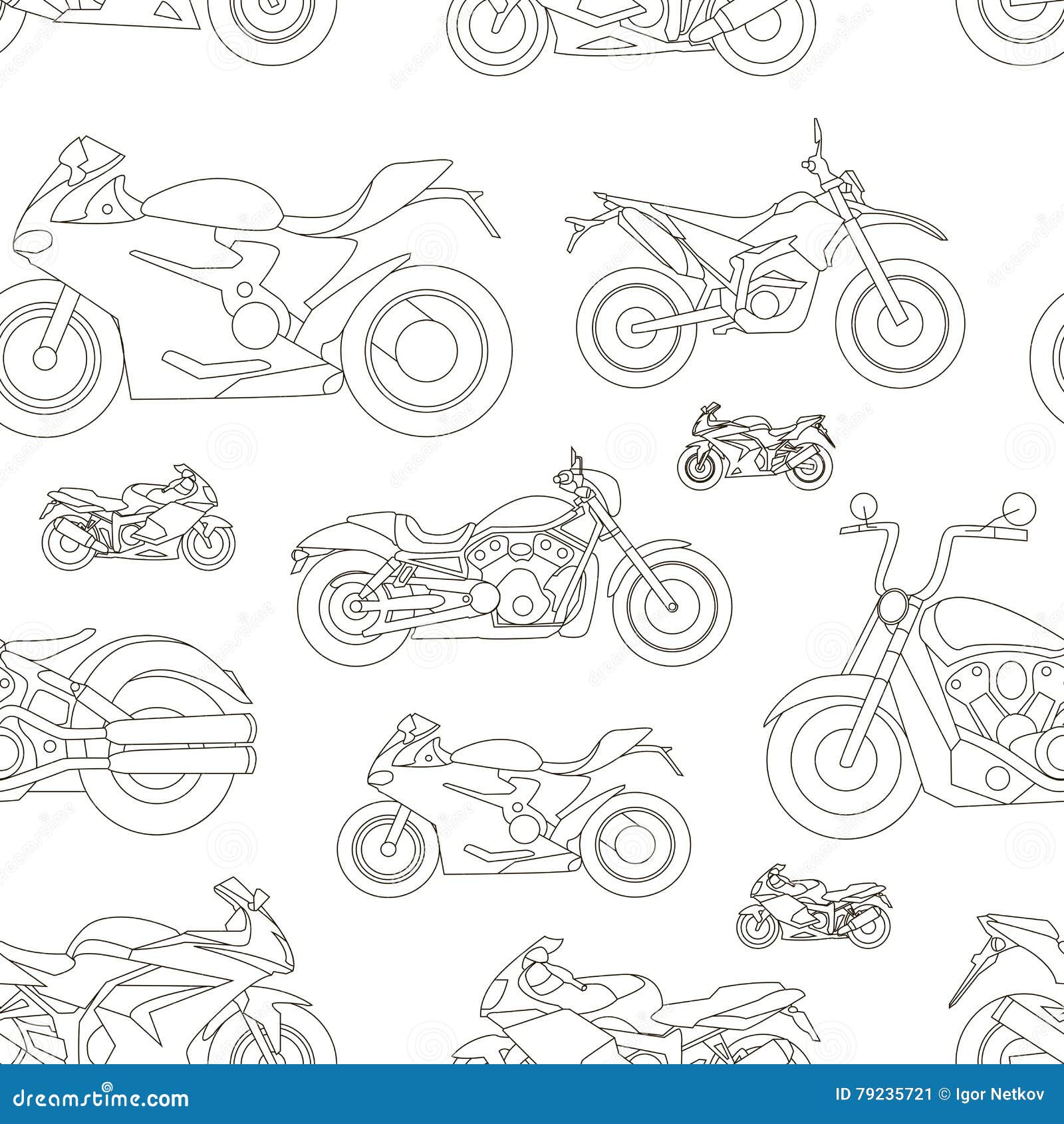 Motorcycle Icons Set Pattern Stock Vector - Illustration of graphic ...